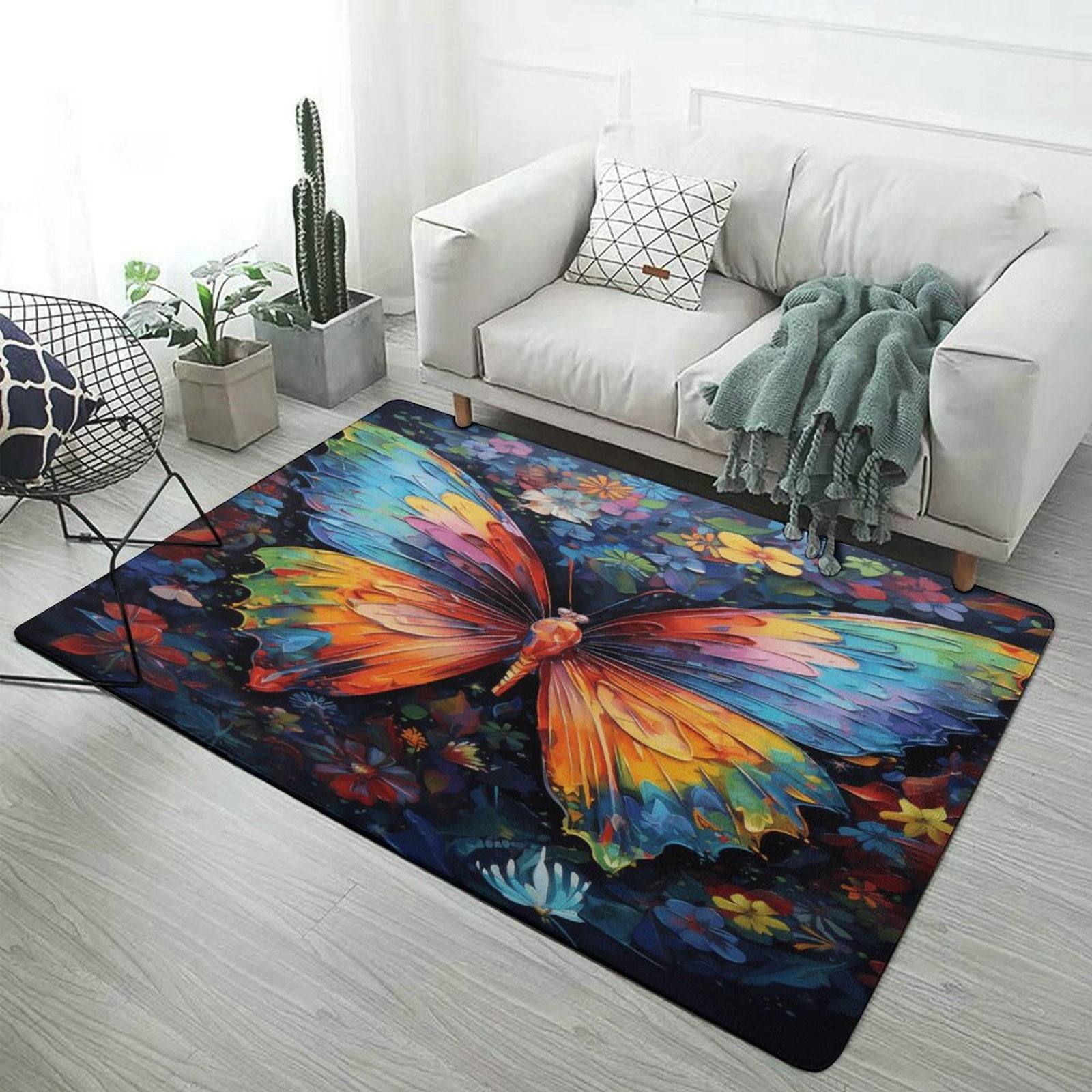 Watercolor Butterfly Carpet for Living Room Luxury Home Rations Sofa ...