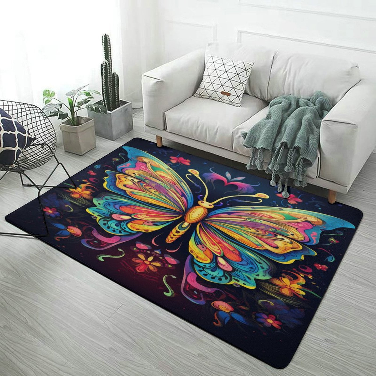 Watercolor Butterfly Carpet for Living Room Luxury Home Rations Sofa ...