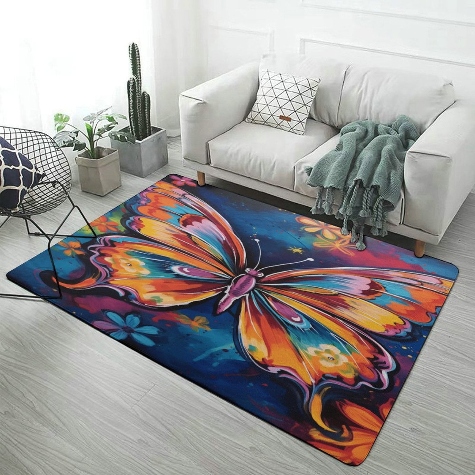 Watercolor Butterfly European Living Room Carpets Rugs Luxury Bedroom ...
