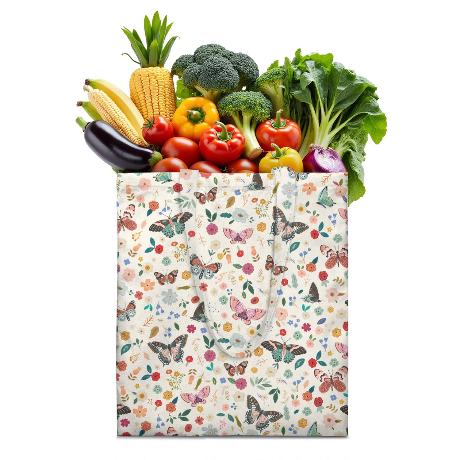 Watercolor Butterfly Floral Canvas Tote Bag – Romantic Nature-Inspired ...