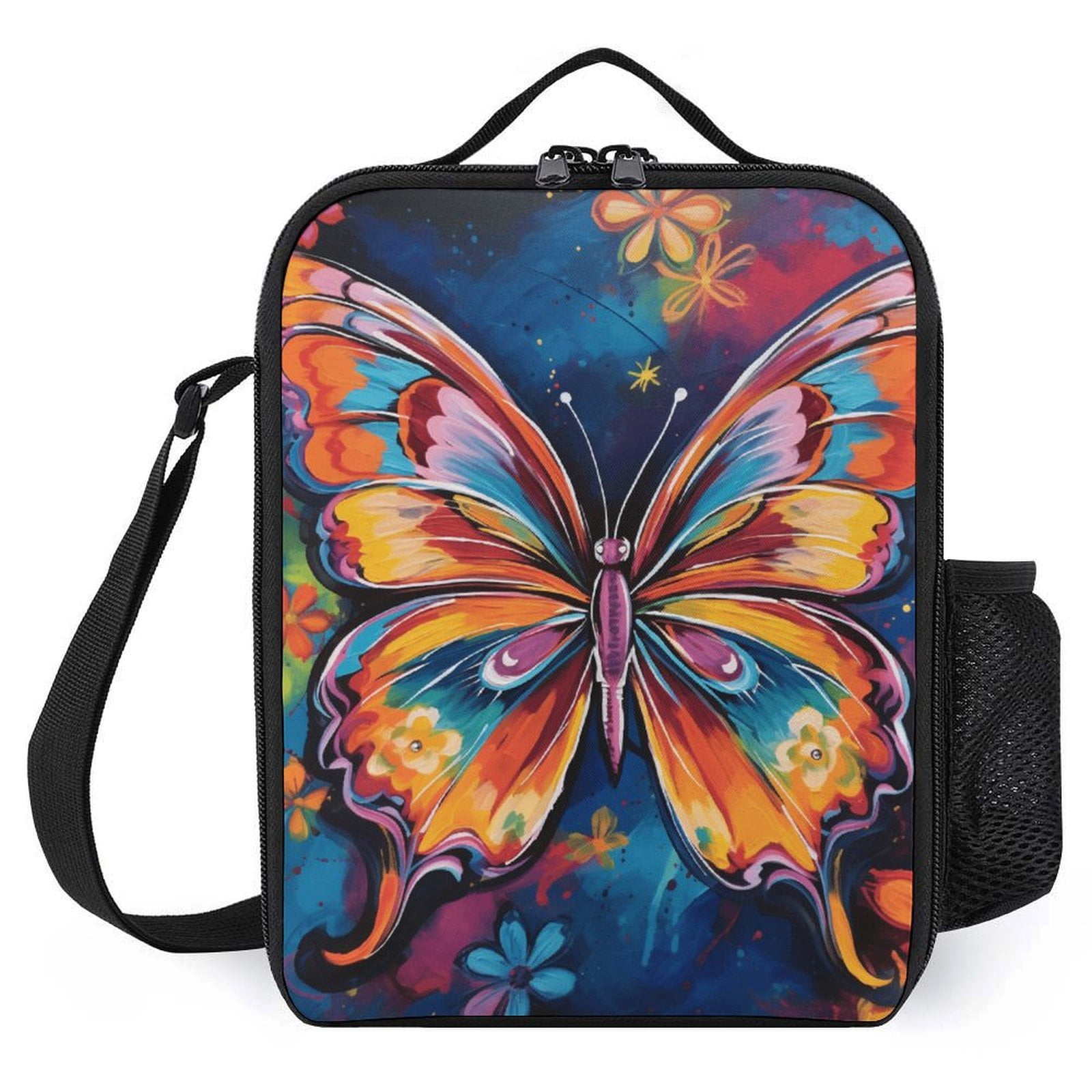 Watercolor Butterfly Lunch Bag Cooler Warm Insulated Lunch Box School ...
