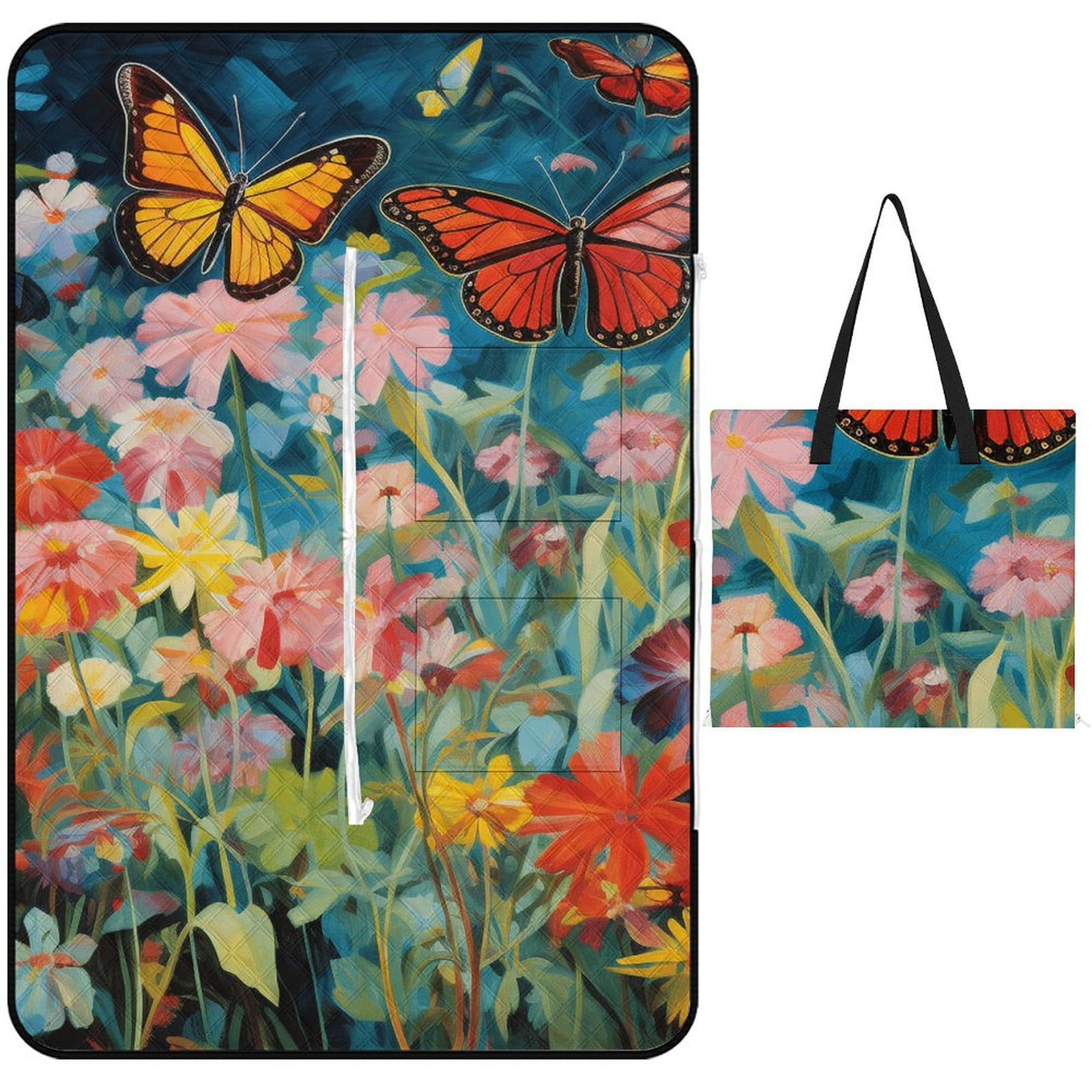 Watercolor Butterfly Picnic Blanket Waterproof Outdoor Beach Blanket ...