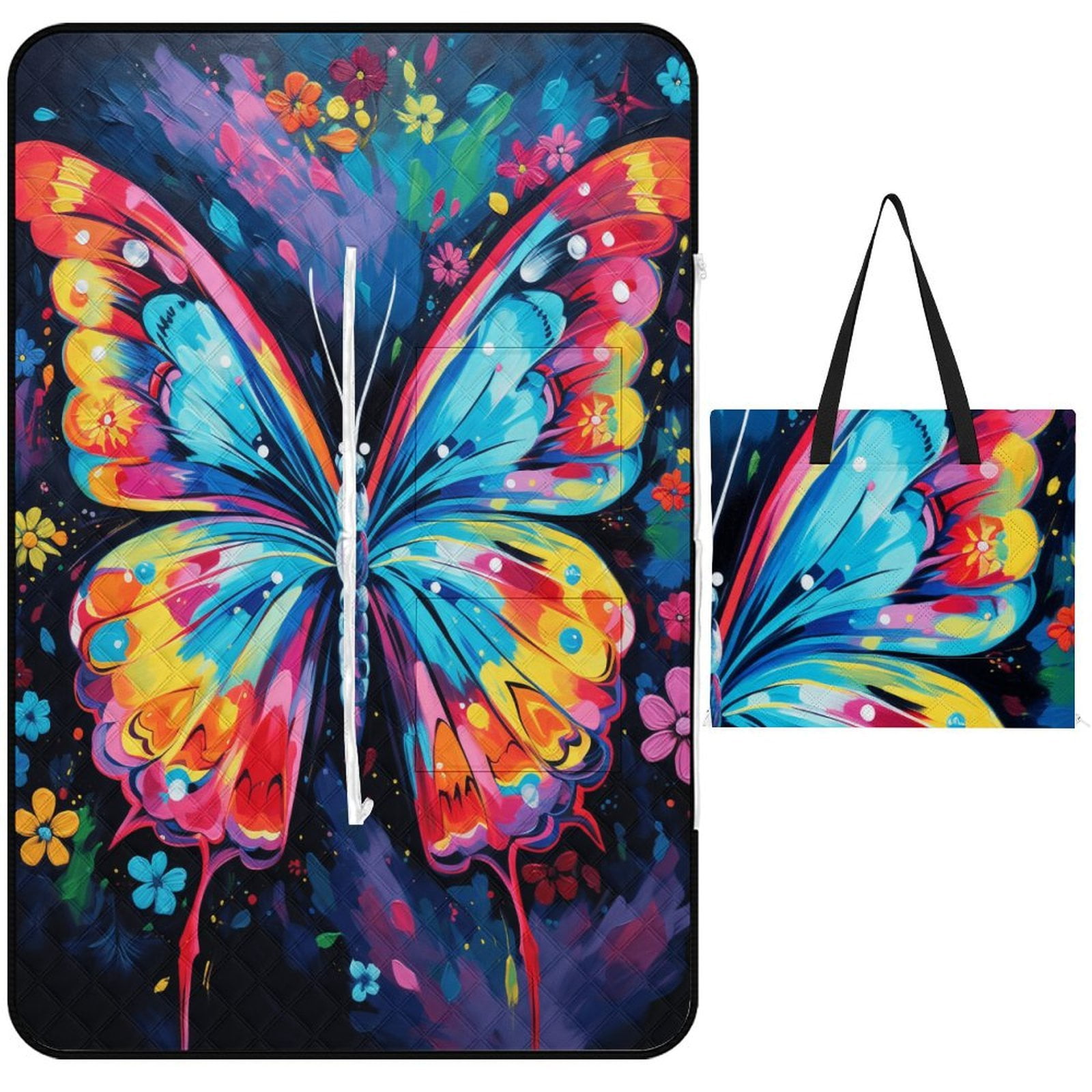 Watercolor Butterfly Portable Waterproof Outdoor Picnic Mat Camping ...
