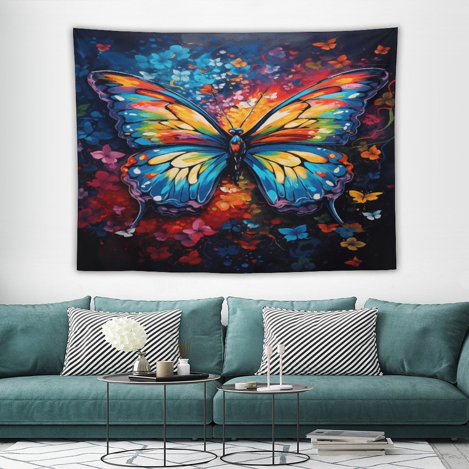 Watercolor Butterfly Tapestry Wall Hanging Art Living Room Home Decor ...