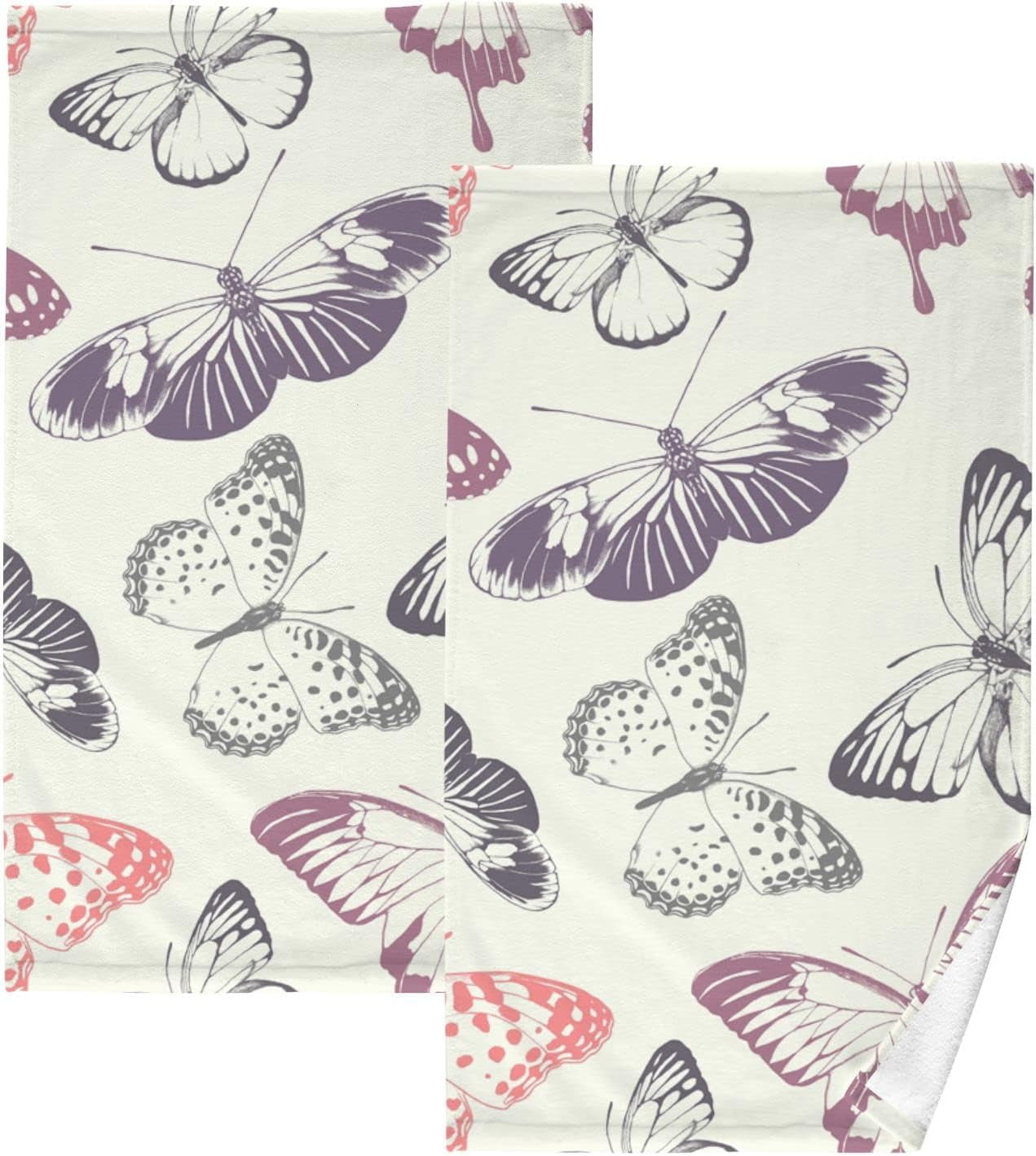 Watercolor Butterfly Towels Set of 2, Super Soft Absorbent Hand Towel ...