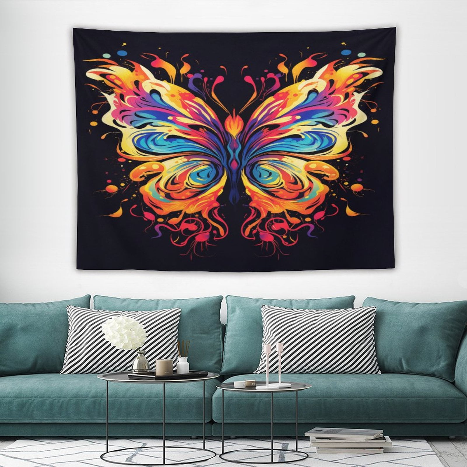 Watercolor Butterfly Wall Tapestry Poster Mall Hanging Background Cloth ...