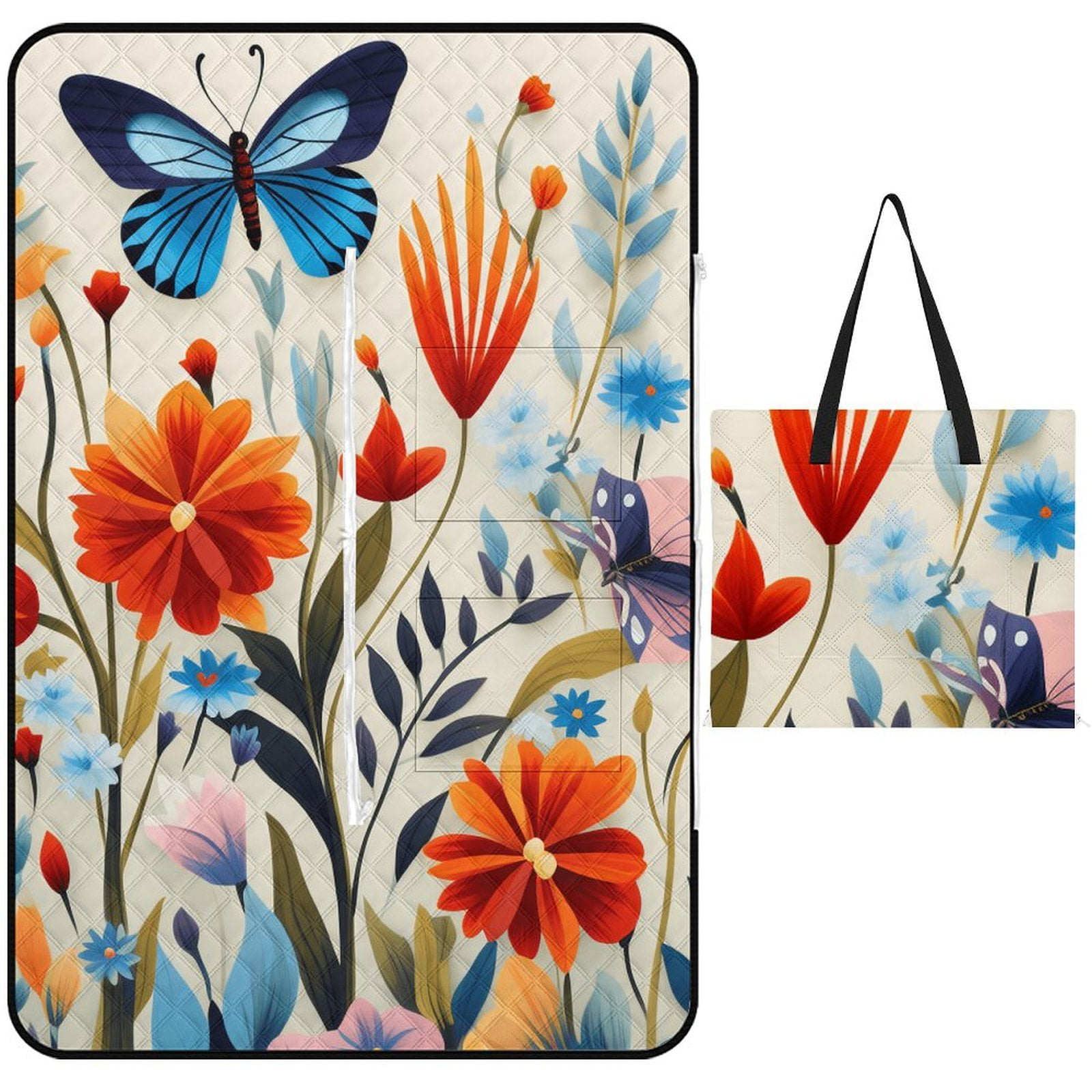 Watercolor Butterfly Waterproof Picnic Blanket with Foldable Zipper ...