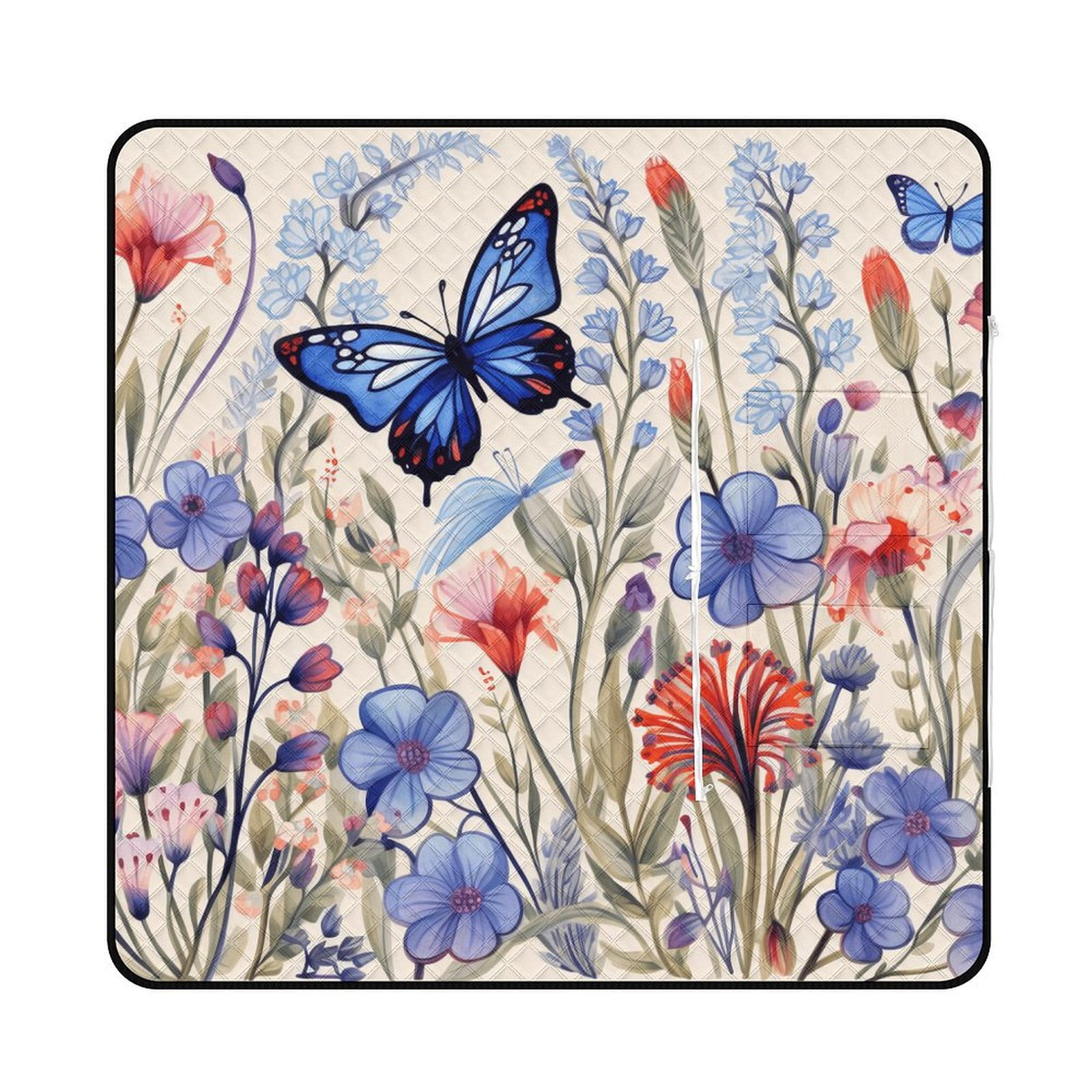 Watercolor Butterfly Waterproof Picnic Blanket with Foldable Zipper ...