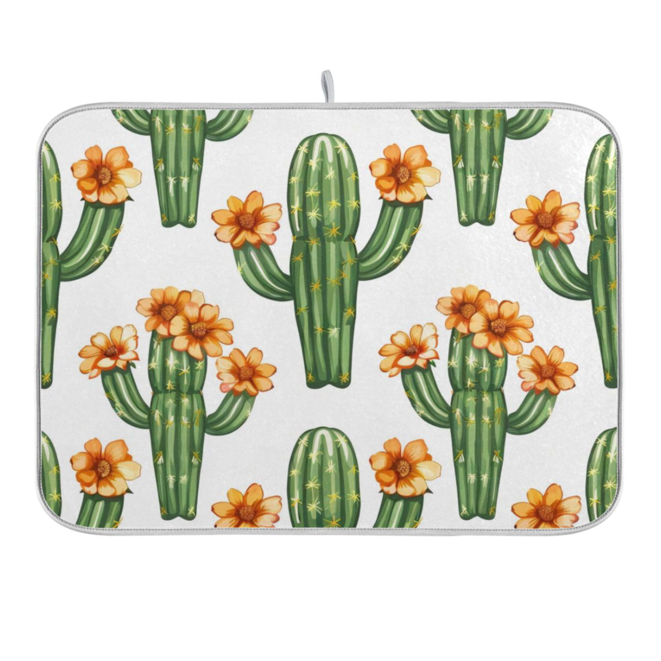 Watercolor Cactus Dish Drying Mat for Kitchen Counter 18x24 In ...