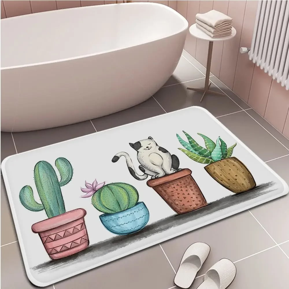 Watercolor Cactus Entrance Door Mat Boho Succulent Carpet Tropical ...