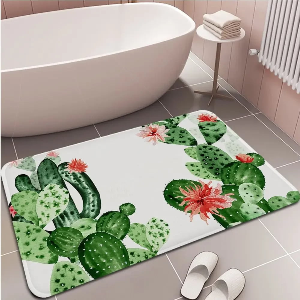 Watercolor Cactus Entrance Door Mat Boho Succulent Carpet Tropical ...