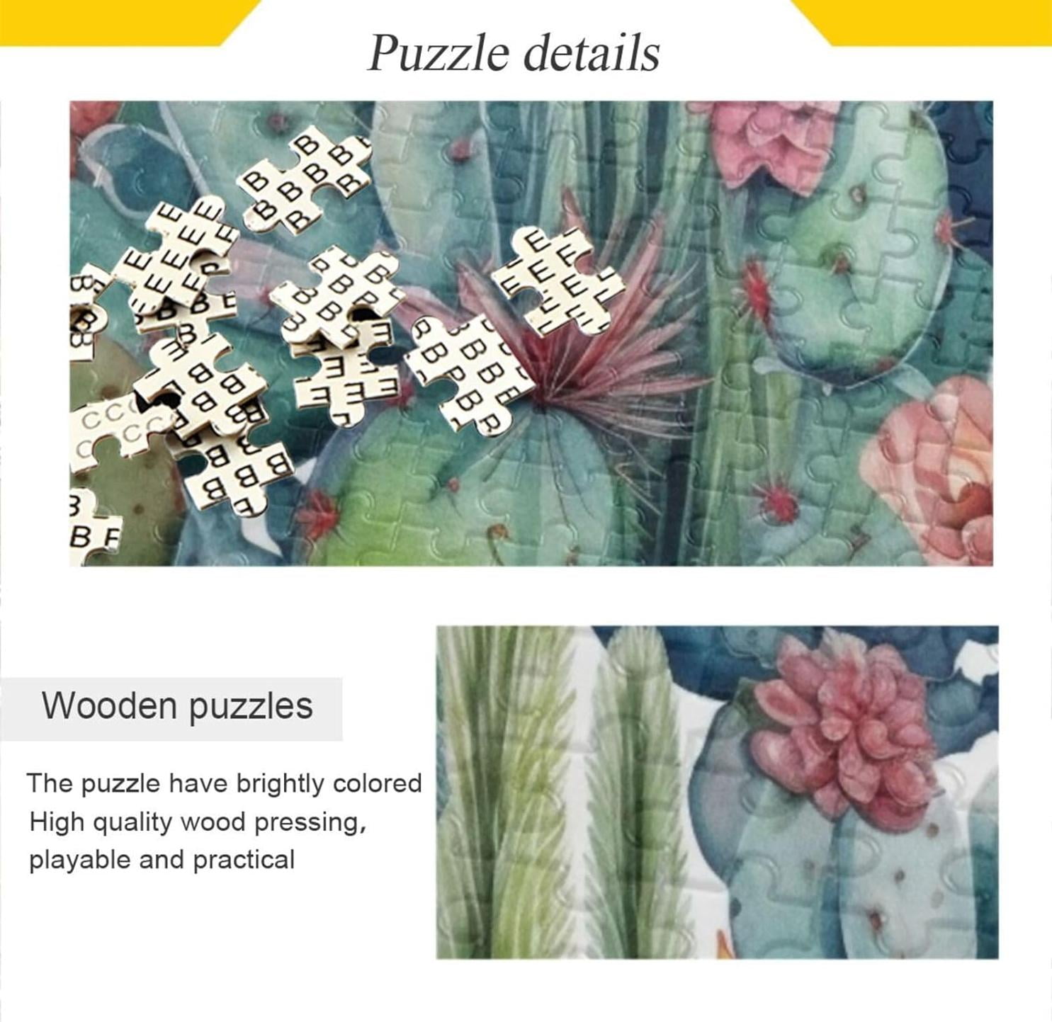 Watercolor Cactus Jigsaw Puzzle, 500 Pieces Paper Wood Composite ...