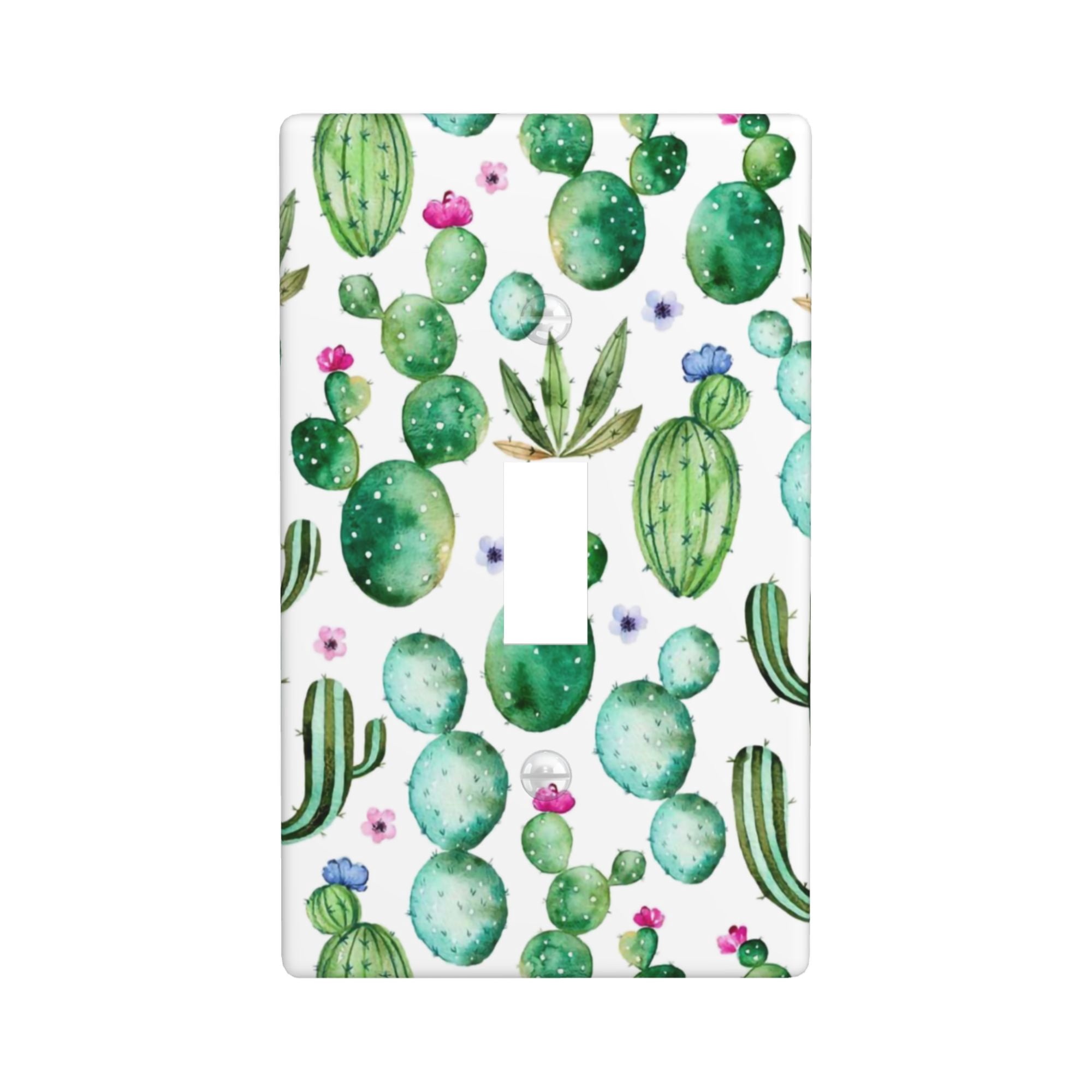 Watercolor Cactus Pattern Single Toggle Light Switch Plate Decorative ...