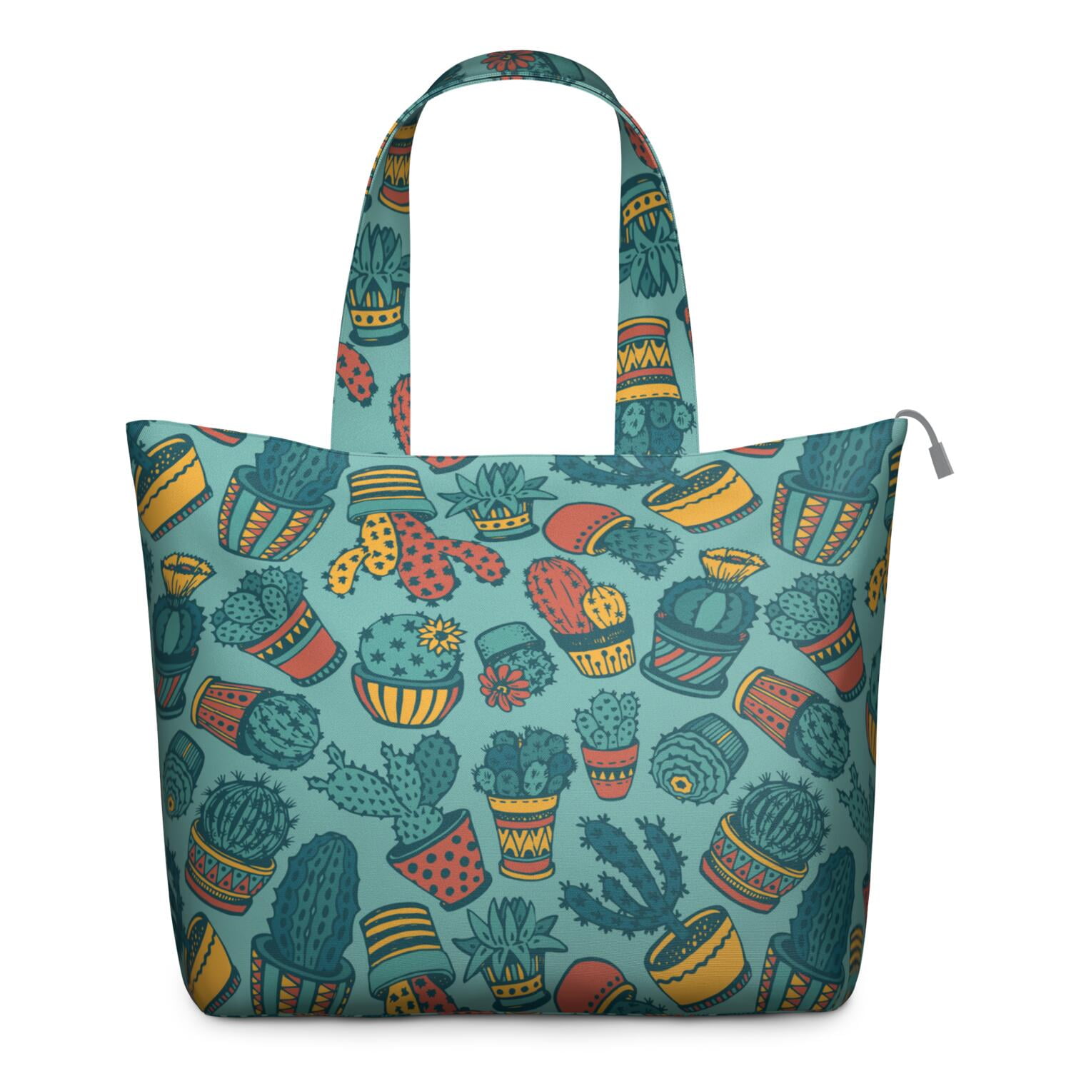 Watercolor Cactus Travel Bag Cute Kawaii Succulent Weekender with Boho ...