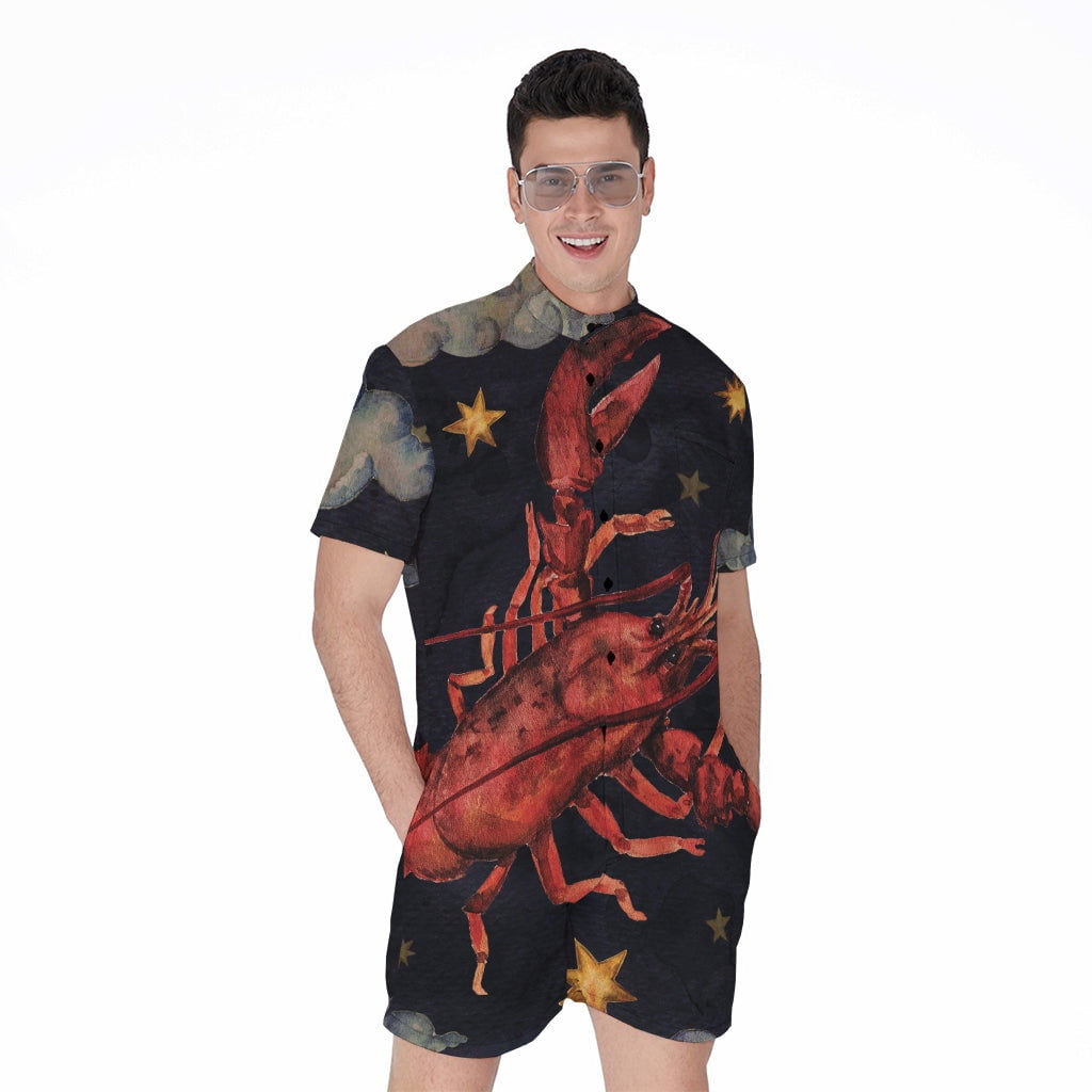 Watercolor Cancer Zodiac Sign Short Sleeve Men'S Rompers, Zodiac ...