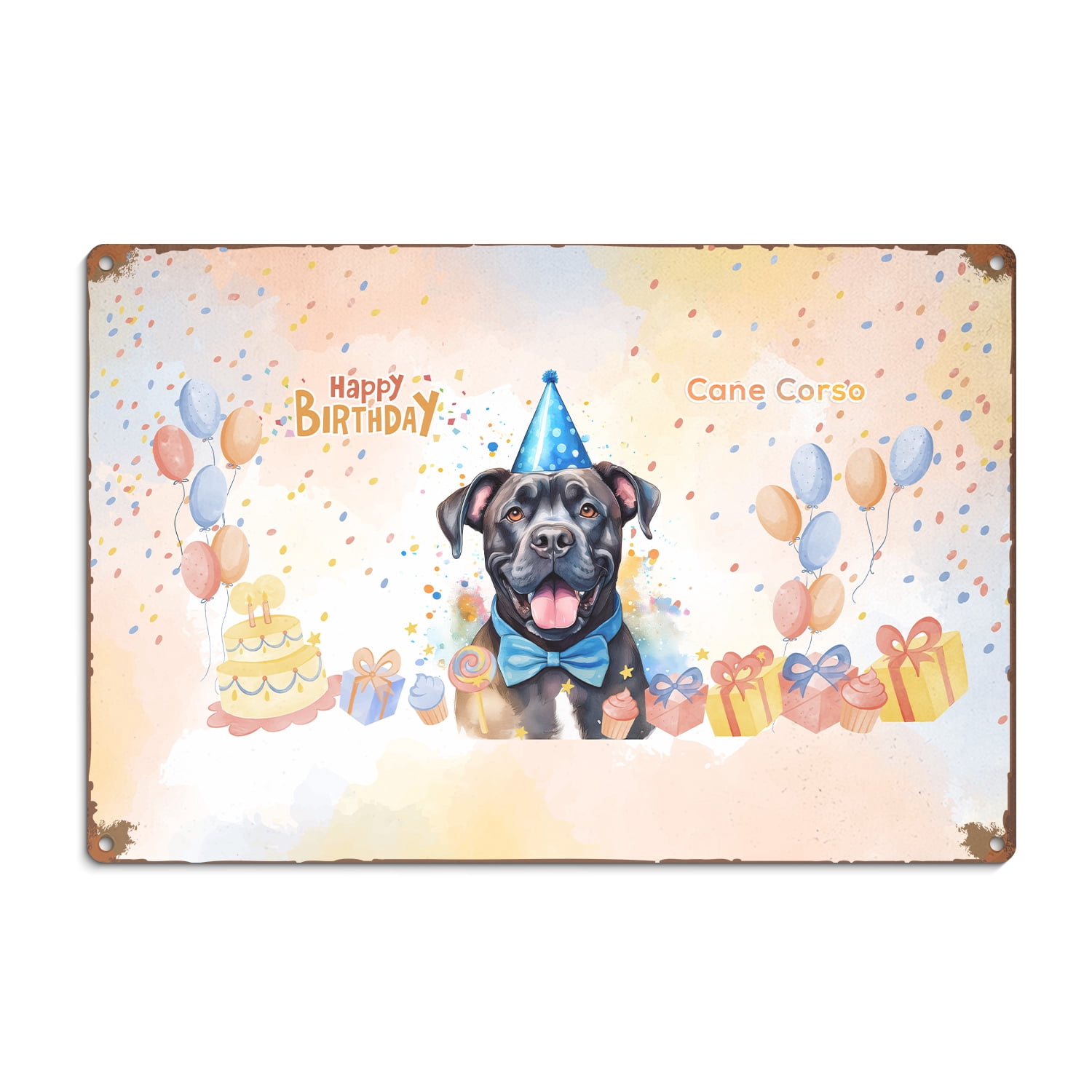 Watercolor Cane Corso Happy Birthday Celebration Balloons Gift Party ...