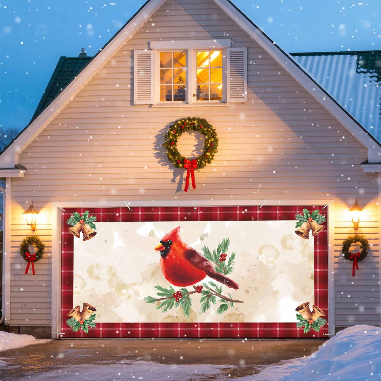 Watercolor Cardinal Bird Garage Door Decorations, 6x13ft Garage Door ...