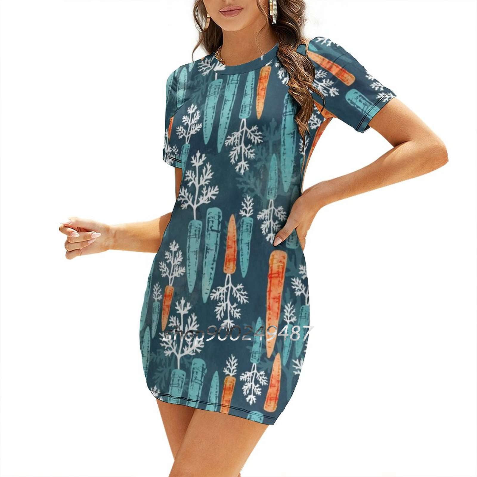 Watercolor Carrot Repeat Evening Party Dresses Midi Sexy Dress Female ...