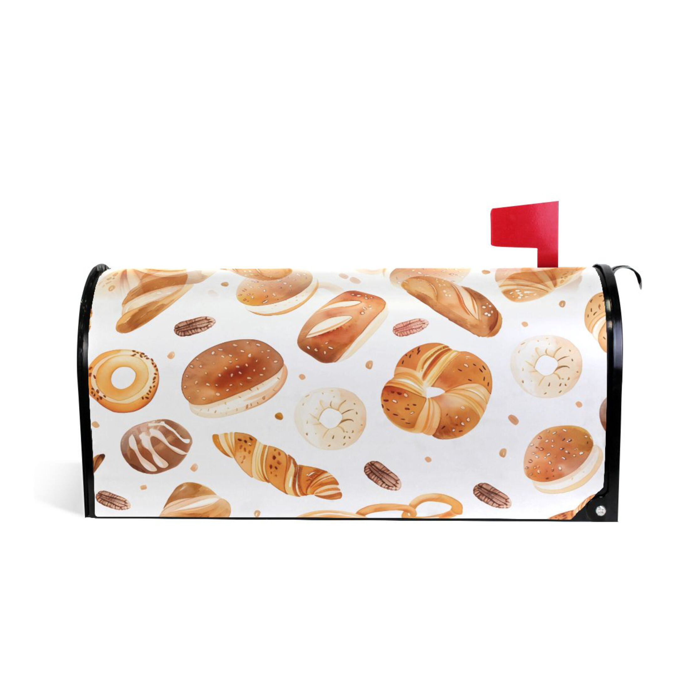Watercolor Cartoon Bread Magnetic Mailbox Covers 25.5" X 21" Post ...