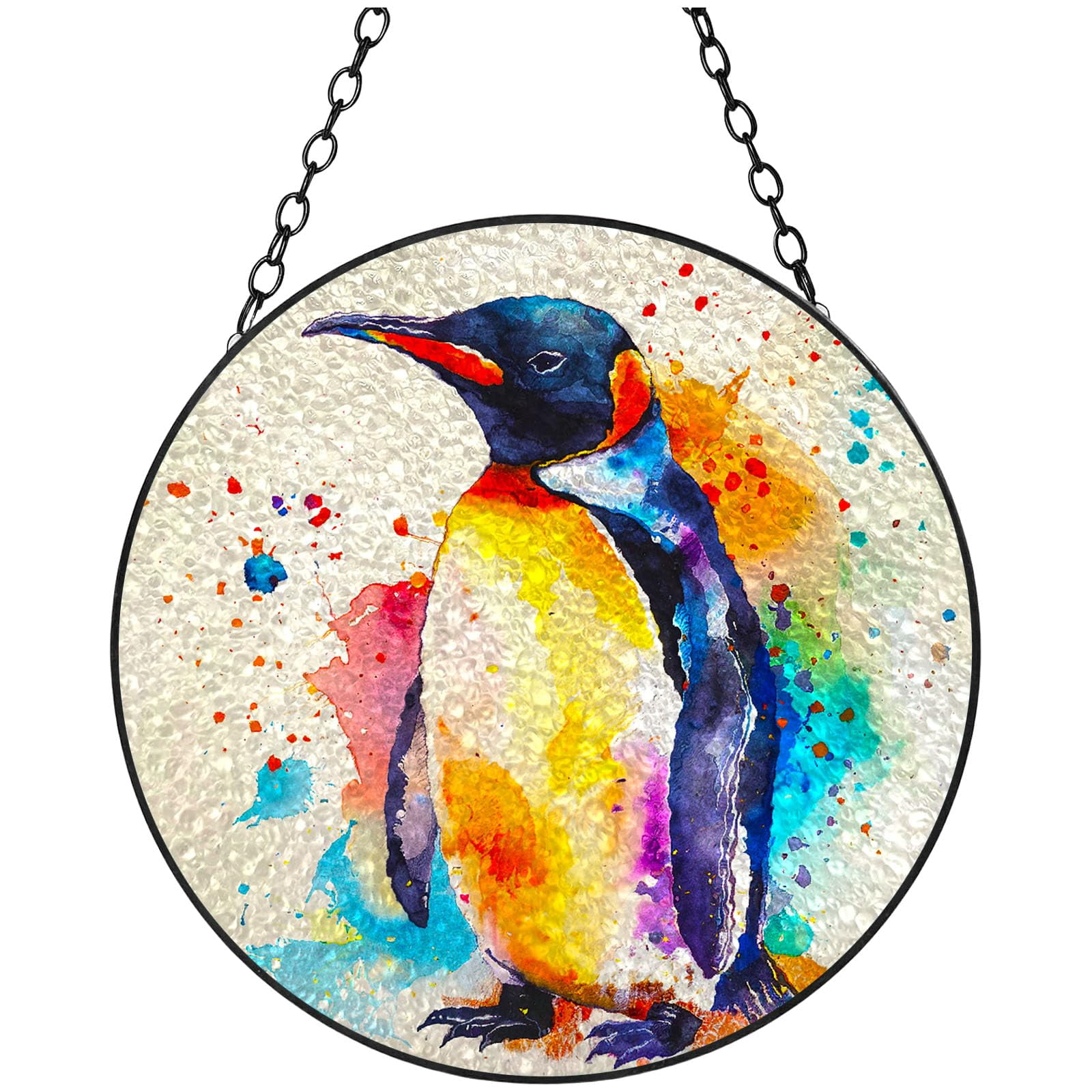 Watercolor Cartoon Penguin Stained Glass Suncatcher Handmade Window ...