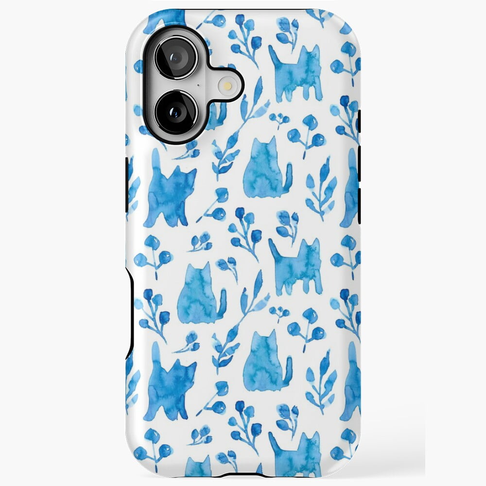 Watercolor Cat Flower Berry Art Compatible Phone Case for iPhone 11-17 ...