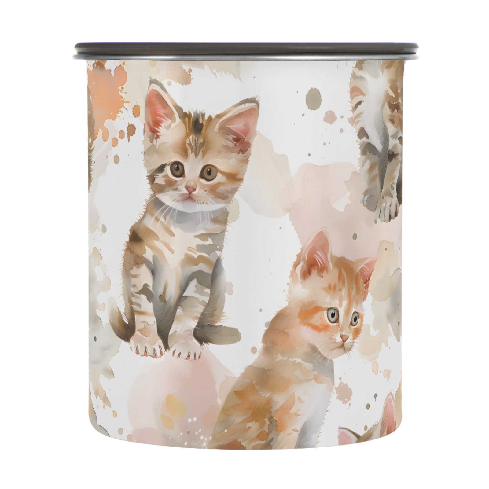 Watercolor Cat Kitten Airtight Coffee Bean Canister 30oz Food Storage ...