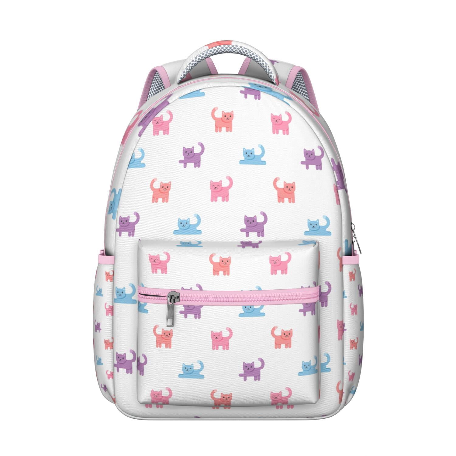 Watercolor Cat Student School Backpack with Hand-drawn Cat Graphic and ...