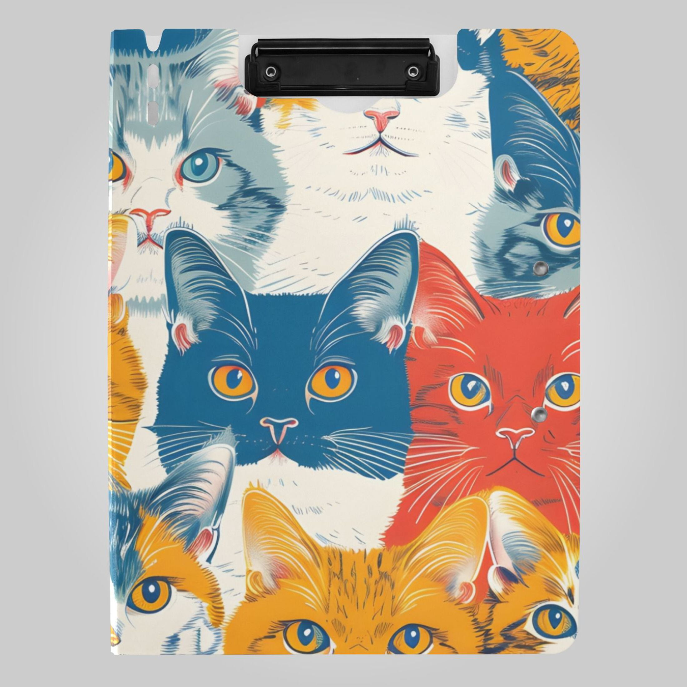 Watercolor Cats Pattern Foldable Binder Folder Clipboard with Pen Slot ...
