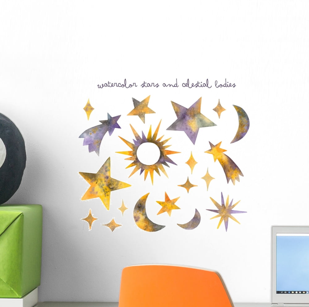 Watercolor Celestial Stars Wall Decal Sticker Set Wallmonkeys Peel and ...