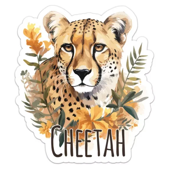 Watercolor Cheetah Animal Sticker Phone Decal Water Bottle Stickers Car ...