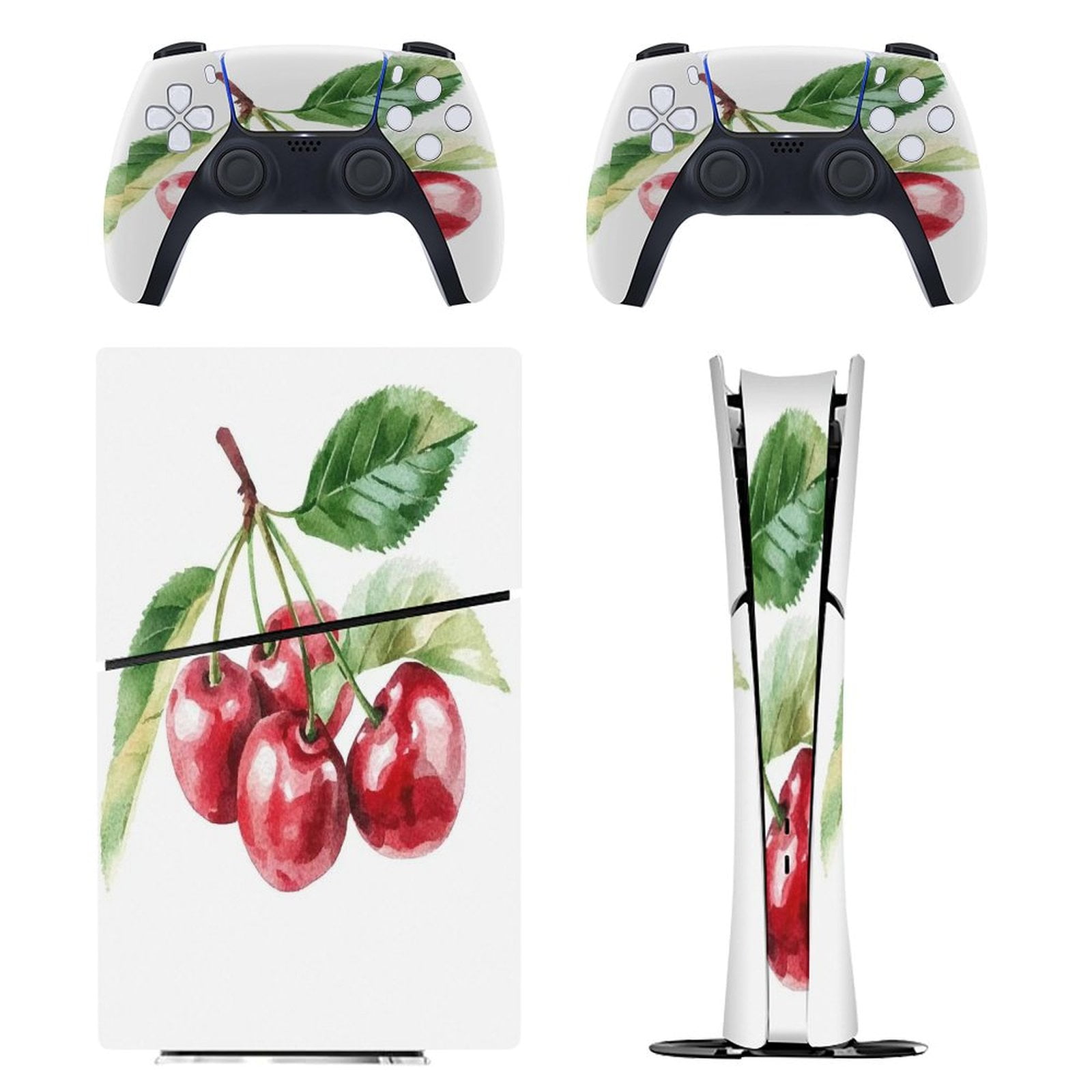 Watercolor Cherries on A Branch with Leaves PS5/PS5 Slim Digital Disc ...