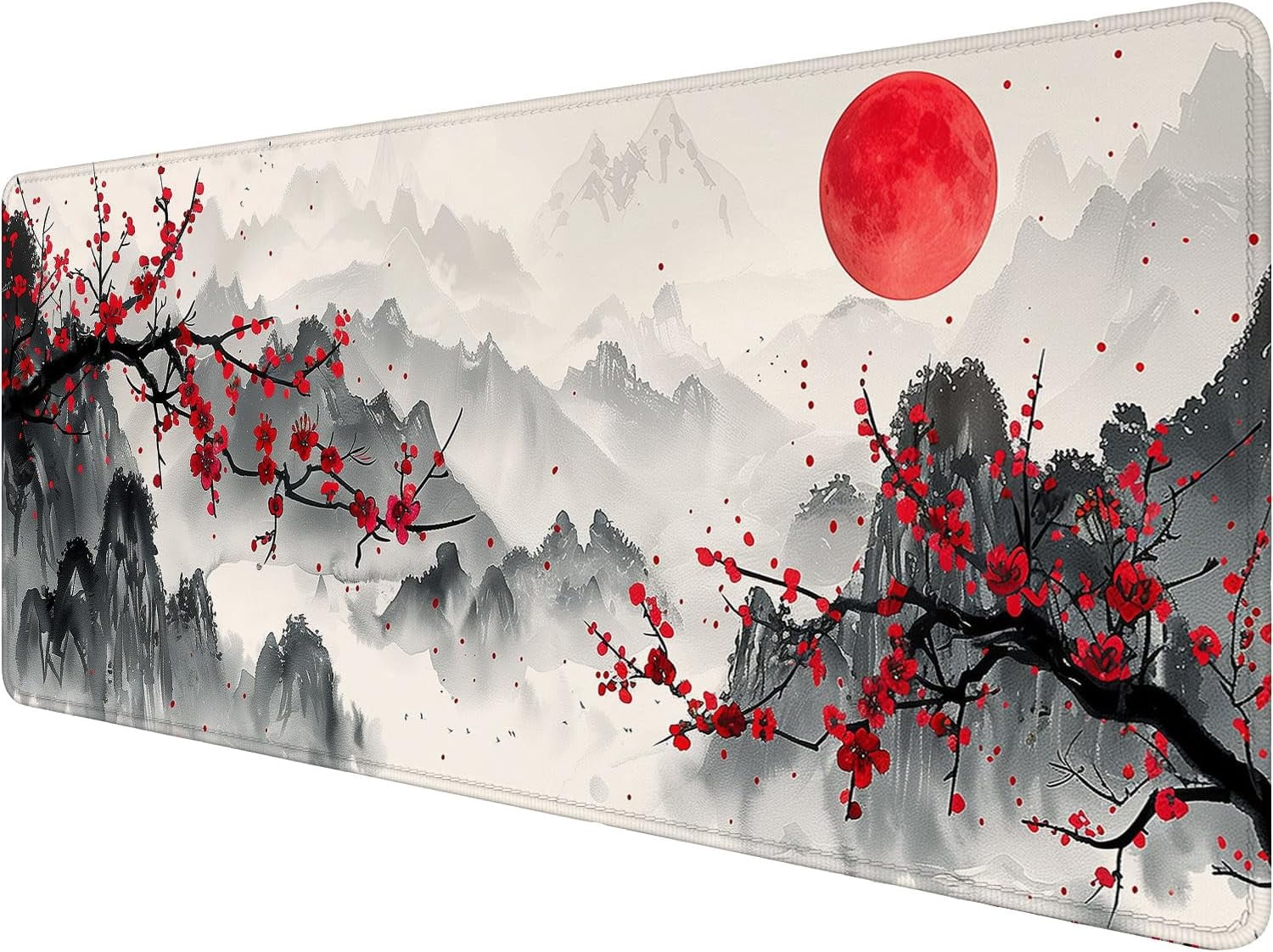 Watercolor Cherry Blossom Gaming Mouse Pad - Chinese Ink Painting ...