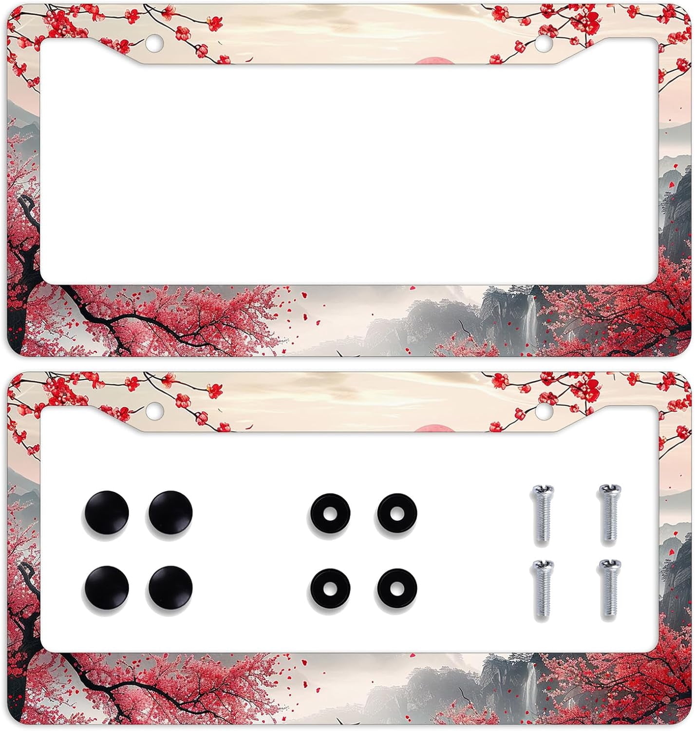 Watercolor Cherry Blossom License Plate Frame Japanese Anime Car Front ...