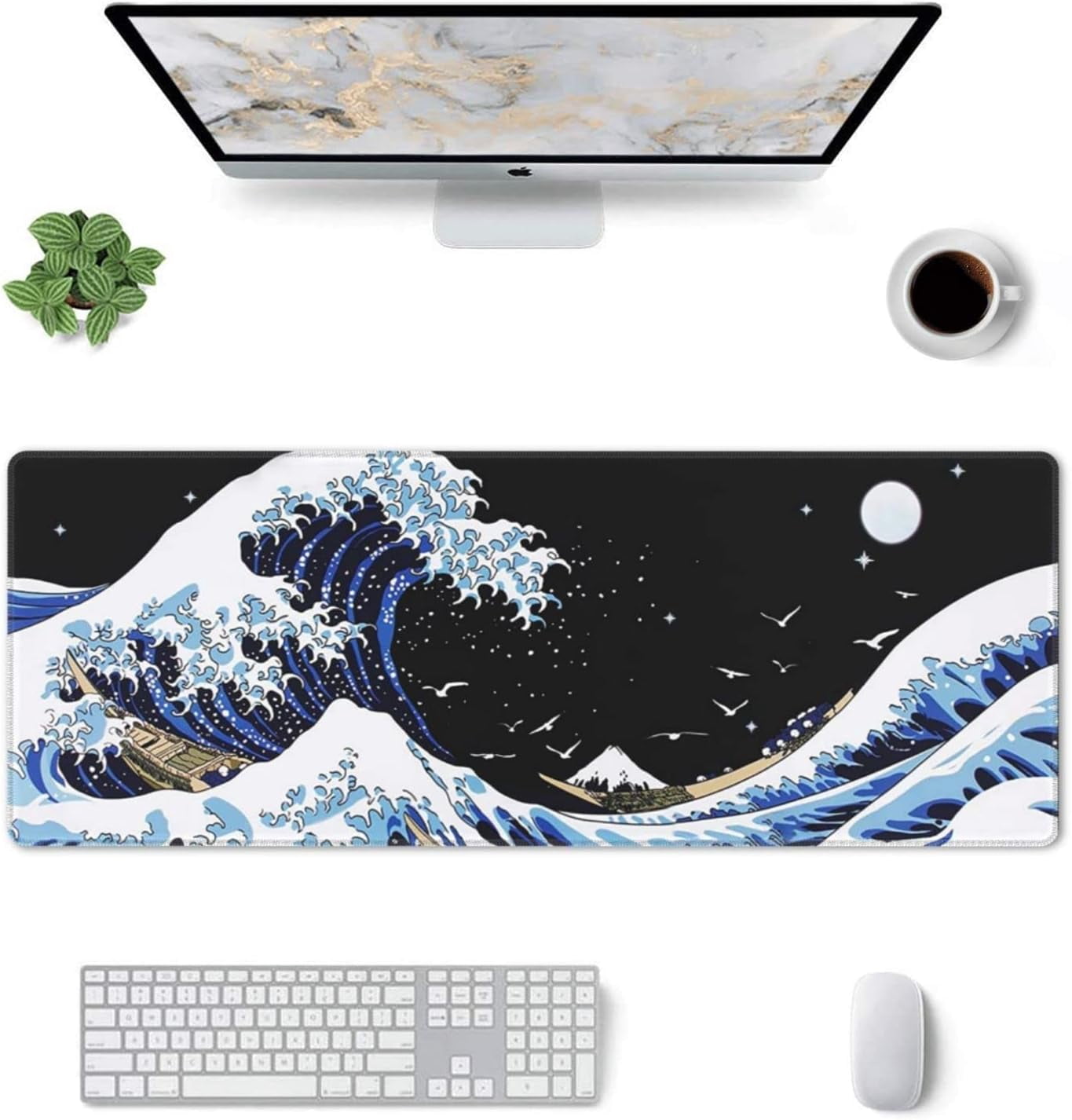 Watercolor Cherry Blossom Mouse Pad 31.5x11.8 Inch Pink Full Desk ...