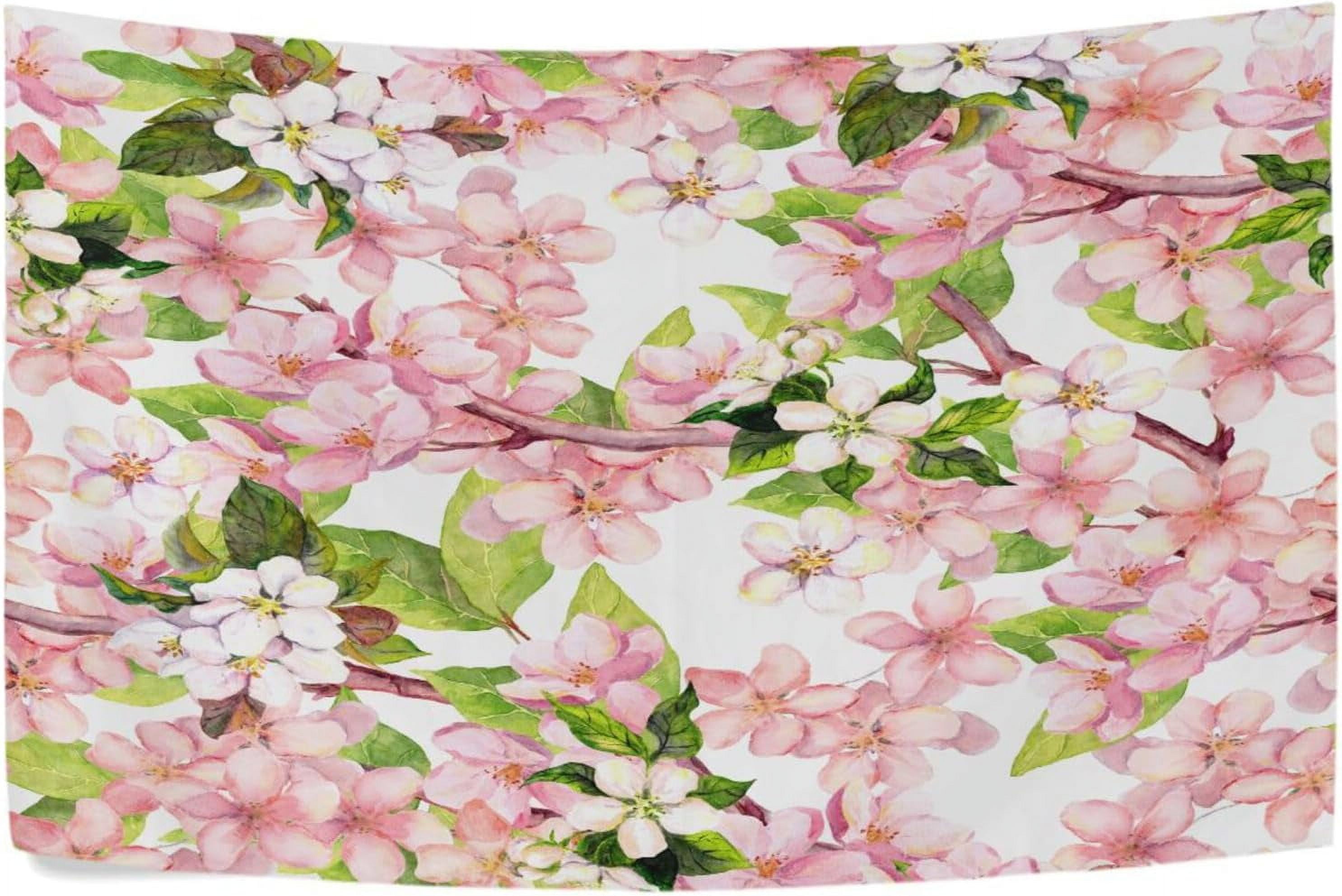Watercolor Cherry Blossom Tapestry Wall Hanging Tapestries Happy ...