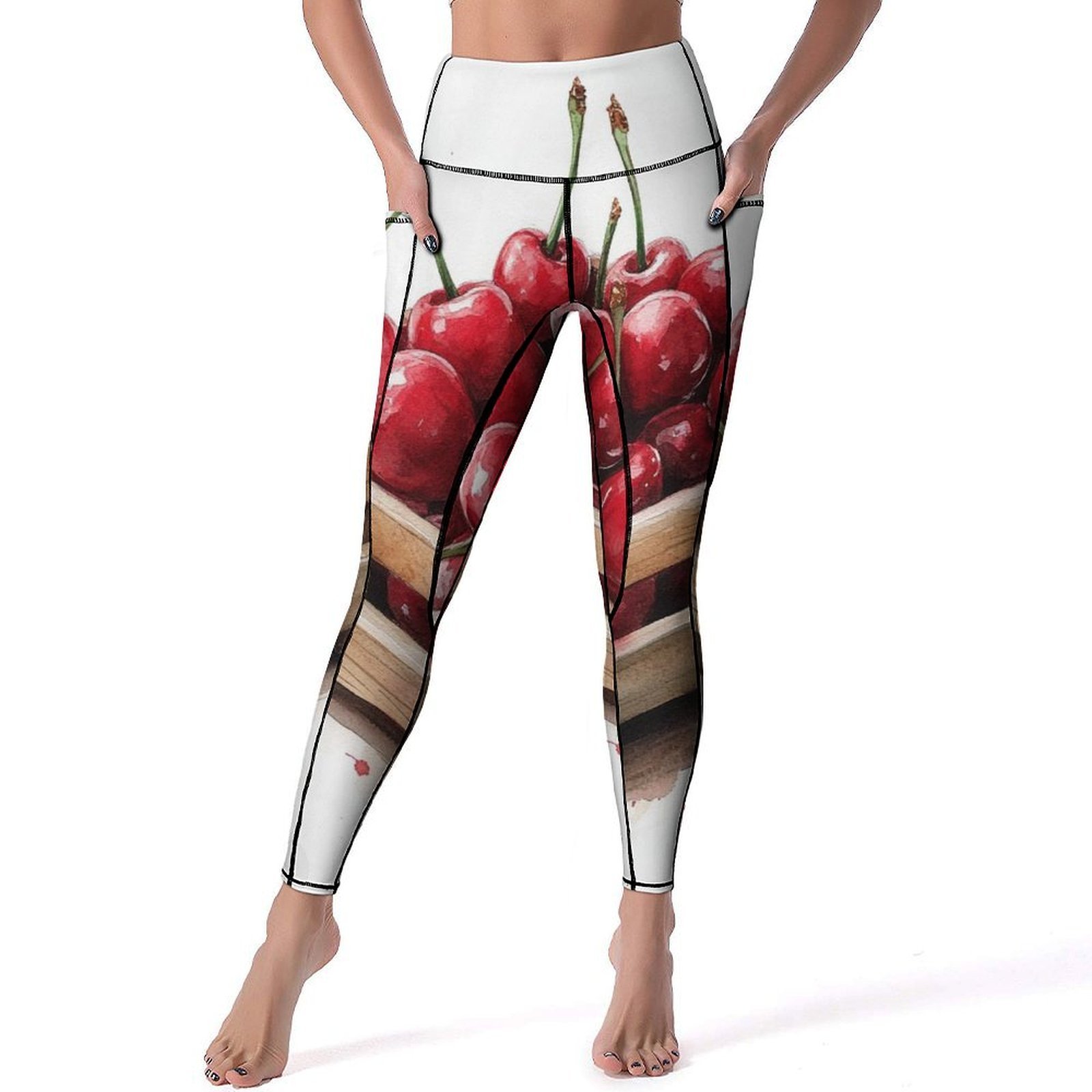 Watercolor Cherry Fruit Box Leggings Gym Wear Gym Sportswear Woman ...