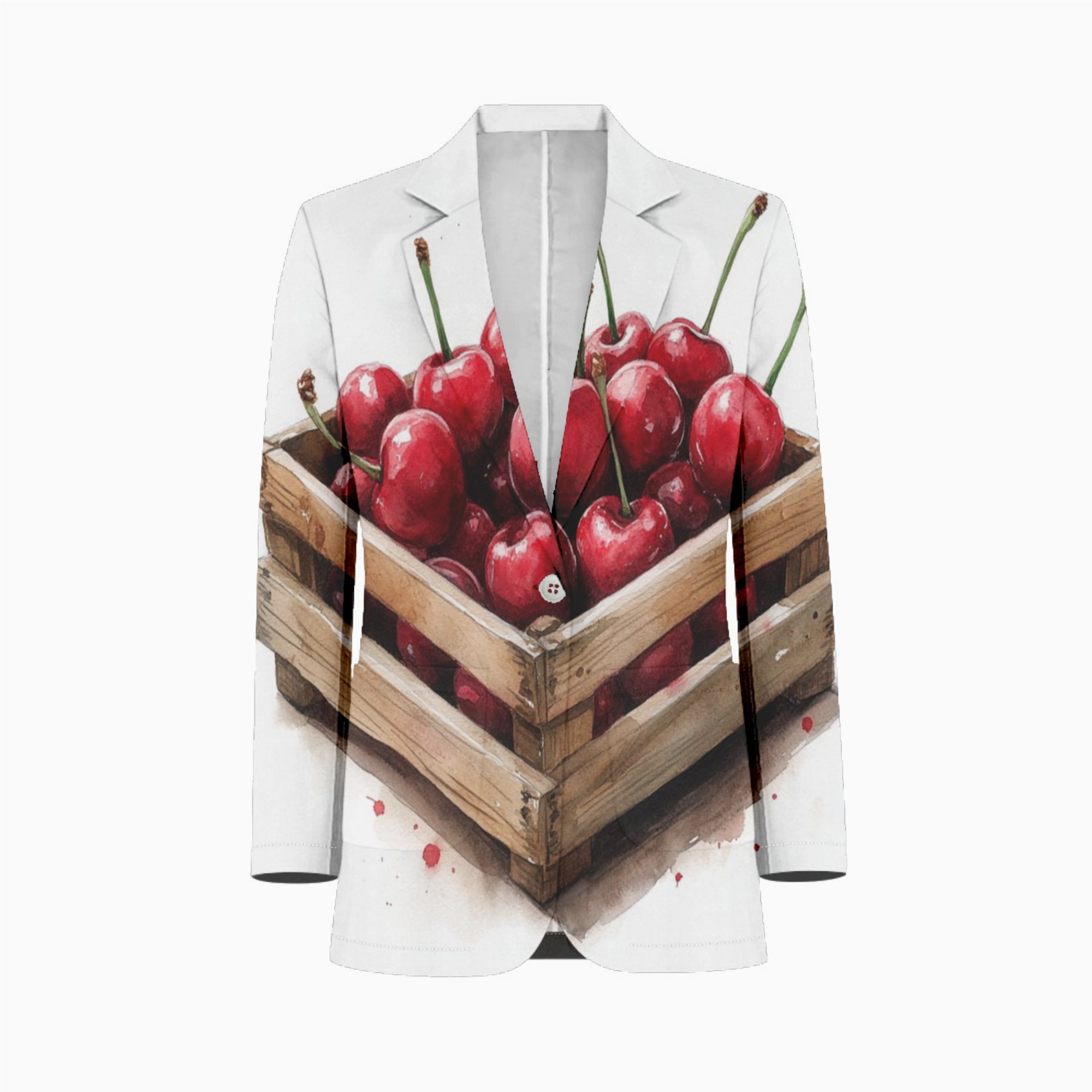 Watercolor Cherry Fruit Box Mens Suits Shawl Collar Slim Fit Suit Mens ...