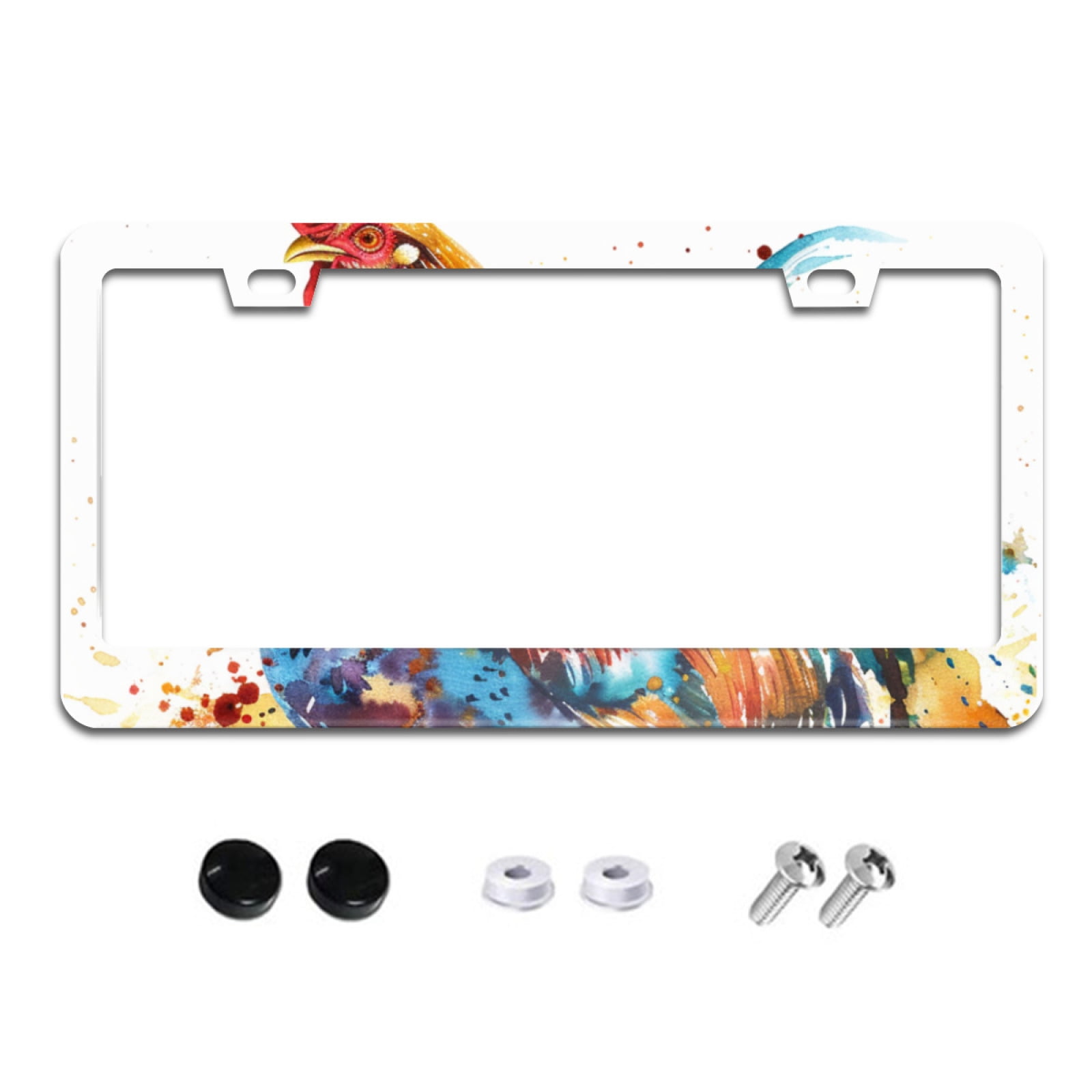 Watercolor Chicken License Plate Frames for Women Men Car Plate Holder ...
