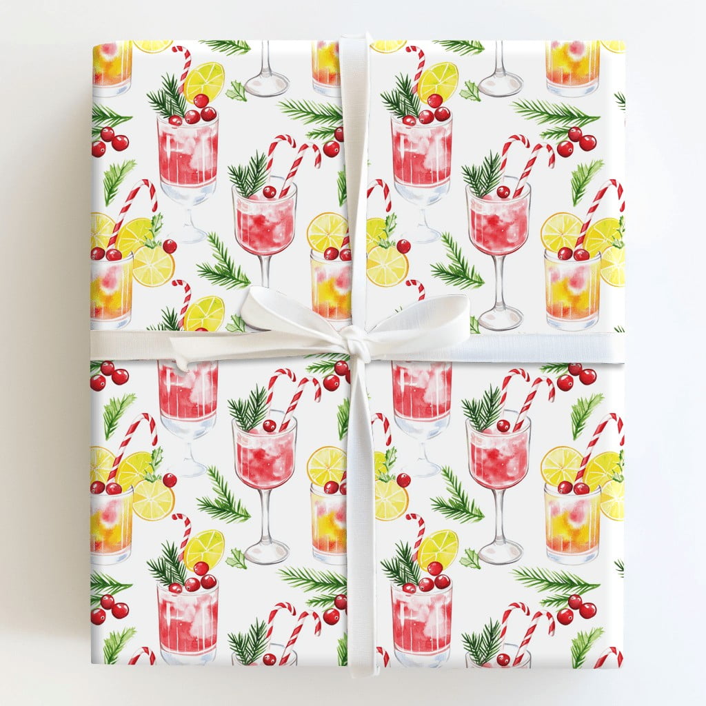 Watercolor Christmas Cocktails with Candy Canes and Cranberries Holiday ...