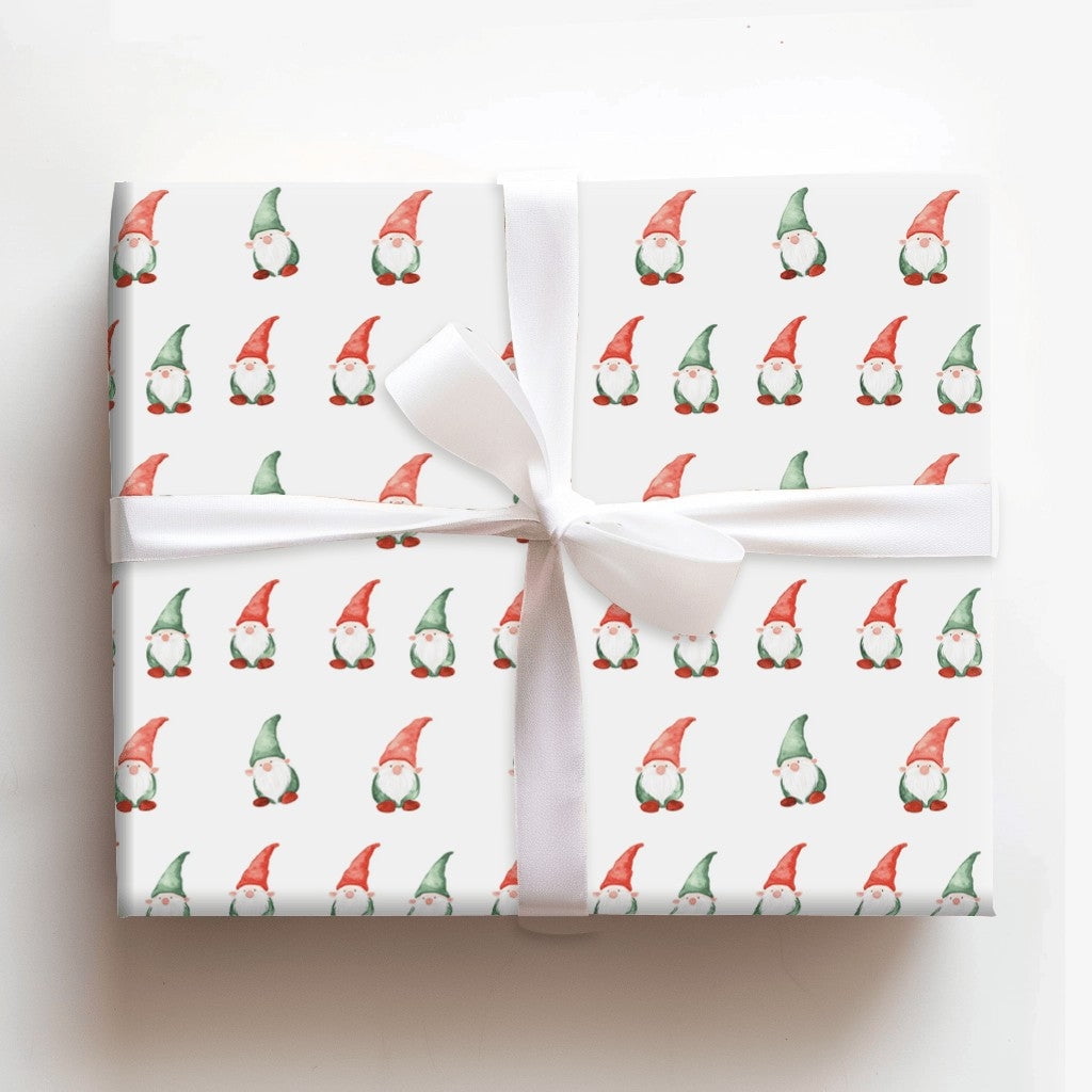 Watercolor Christmas Gnomes Pattern Holiday Gift Wrapping Paper ...