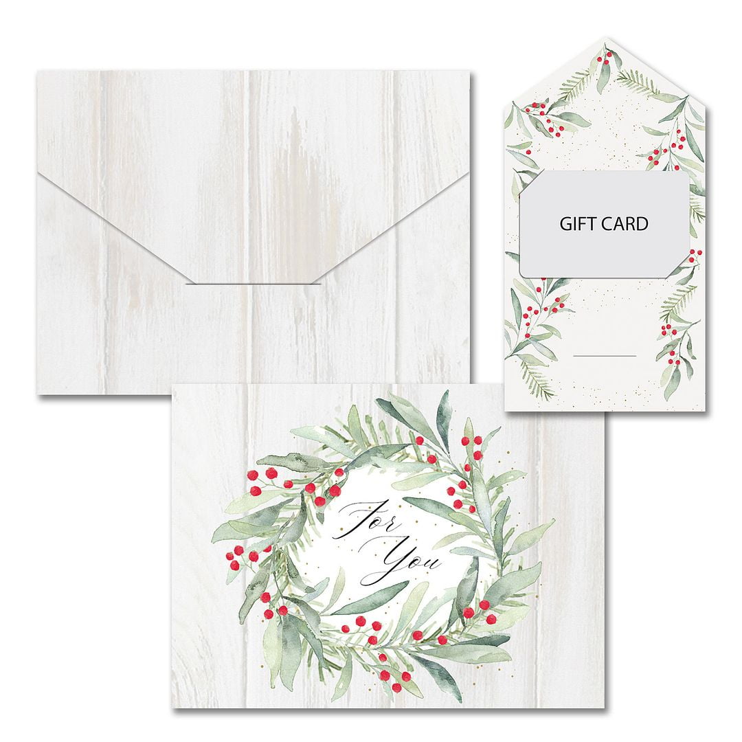 Watercolor Christmas Greenery Gift Card Holder / Elegant Holiday Wreath ...