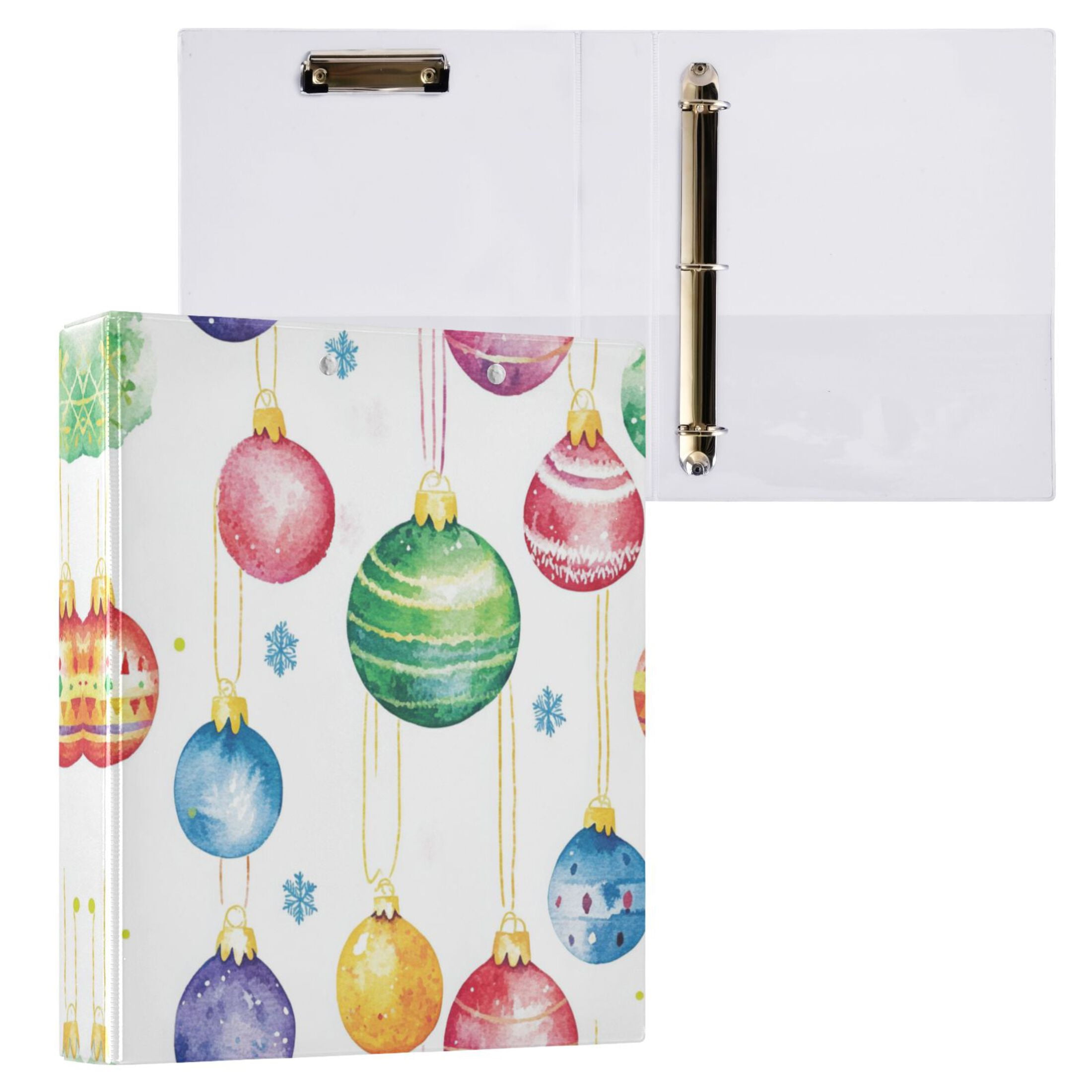Watercolor Christmas Ornaments 3 Ring Hardcover Binders 1.5in Round ...