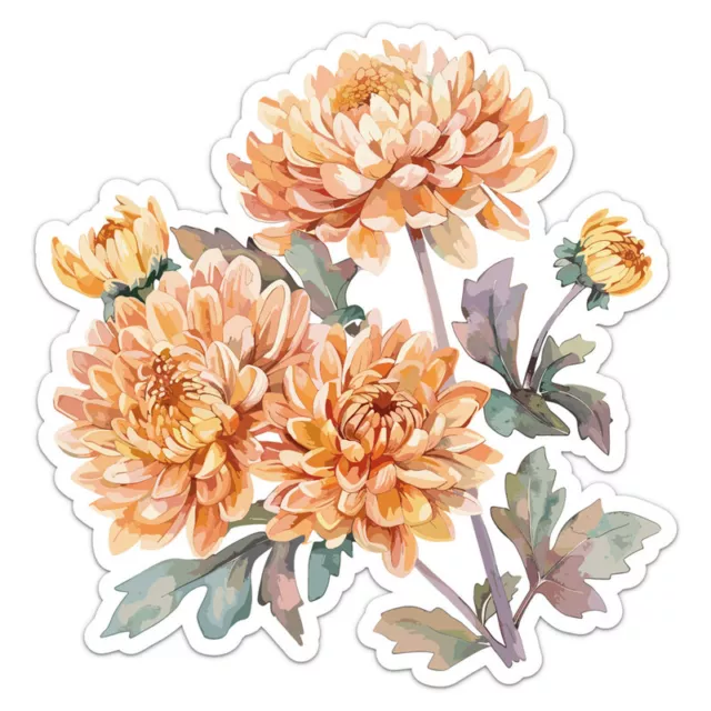 Watercolor Chrysanthemum Flower Sticker Phone Decal Water Bottle ...