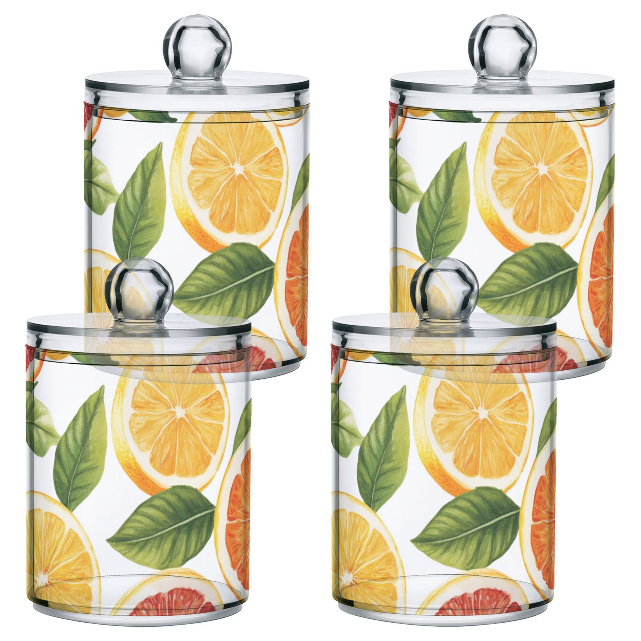 Watercolor Citrus Bathroom Canisters Set of 4 Translucent Plastic ...