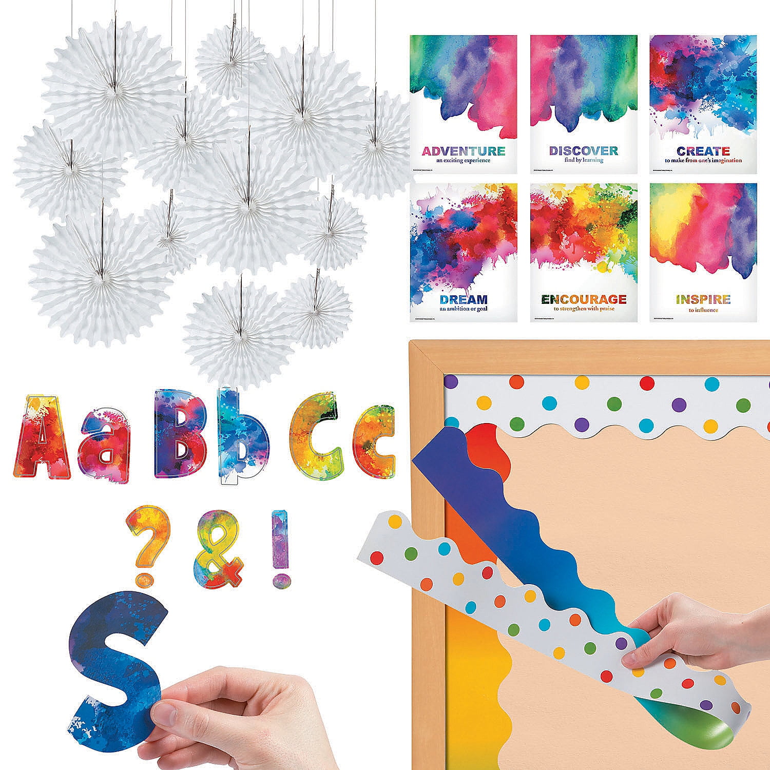 Watercolor Classroom Decorating Kit, Educational, Party Supplies, 251 ...