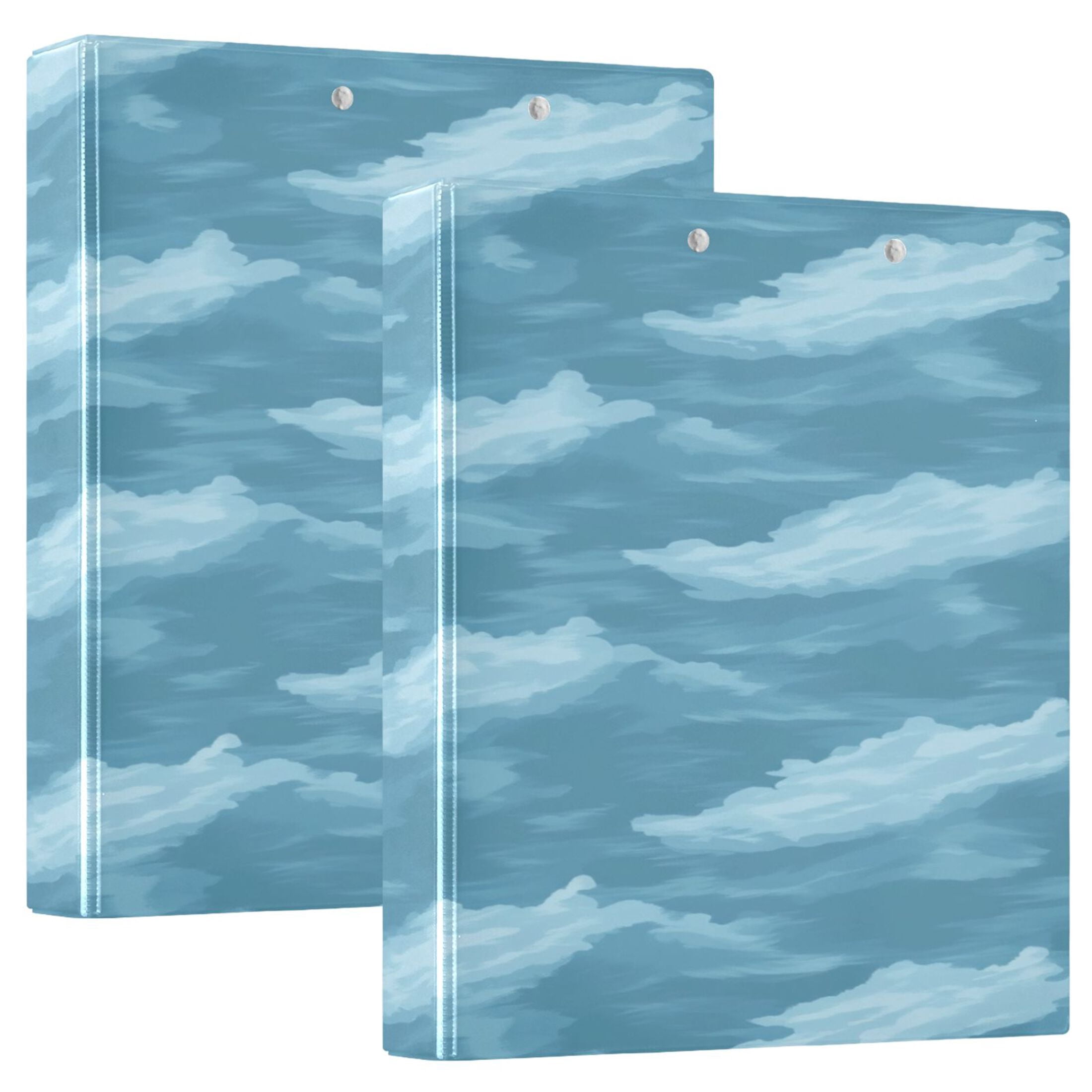 Watercolor Clouds Waves 12.4x10.6in PVC Round Ring Binders, 2-Pack, D ...