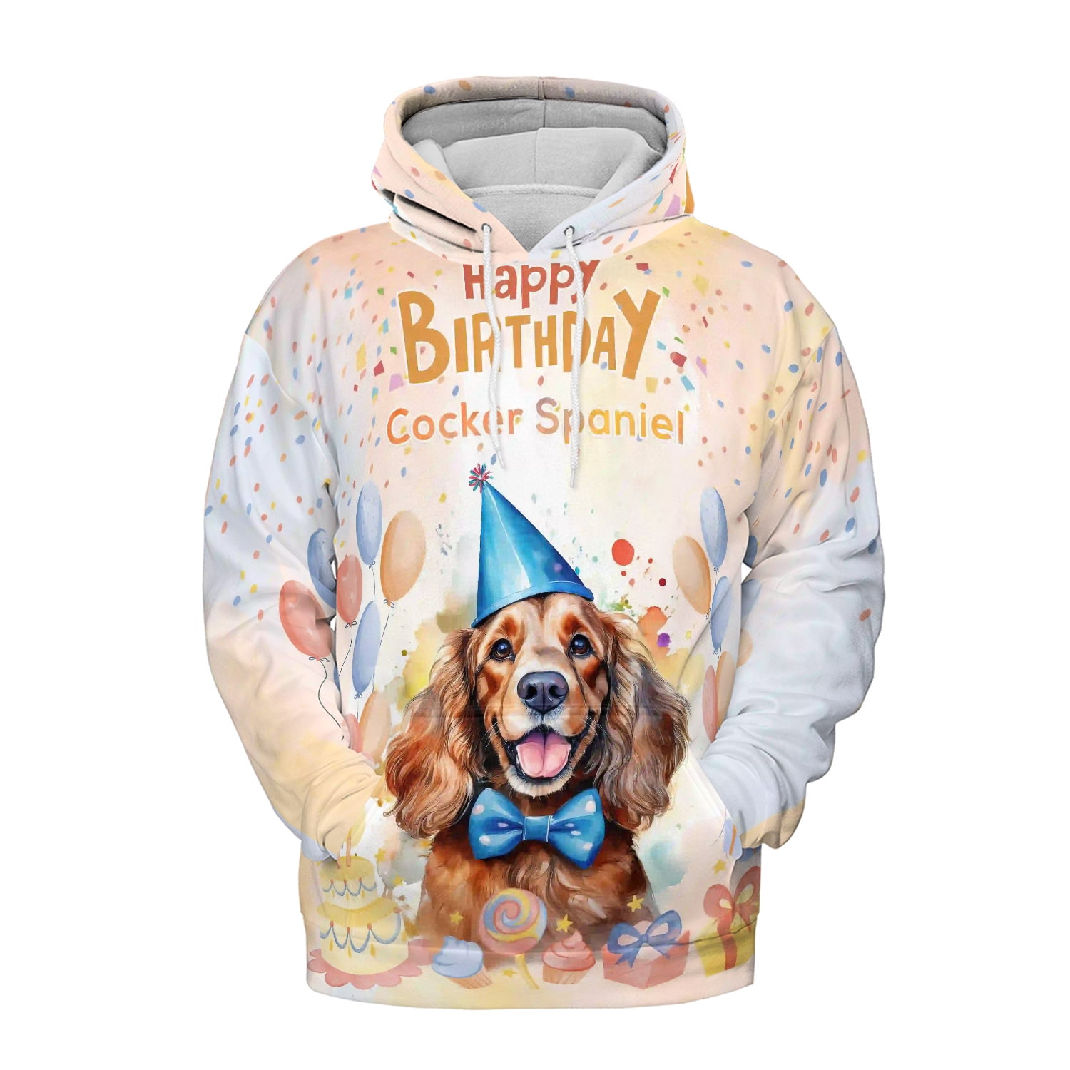 Watercolor Cocker Spaniel Happy Birthday Celebration Balloons Gift ...