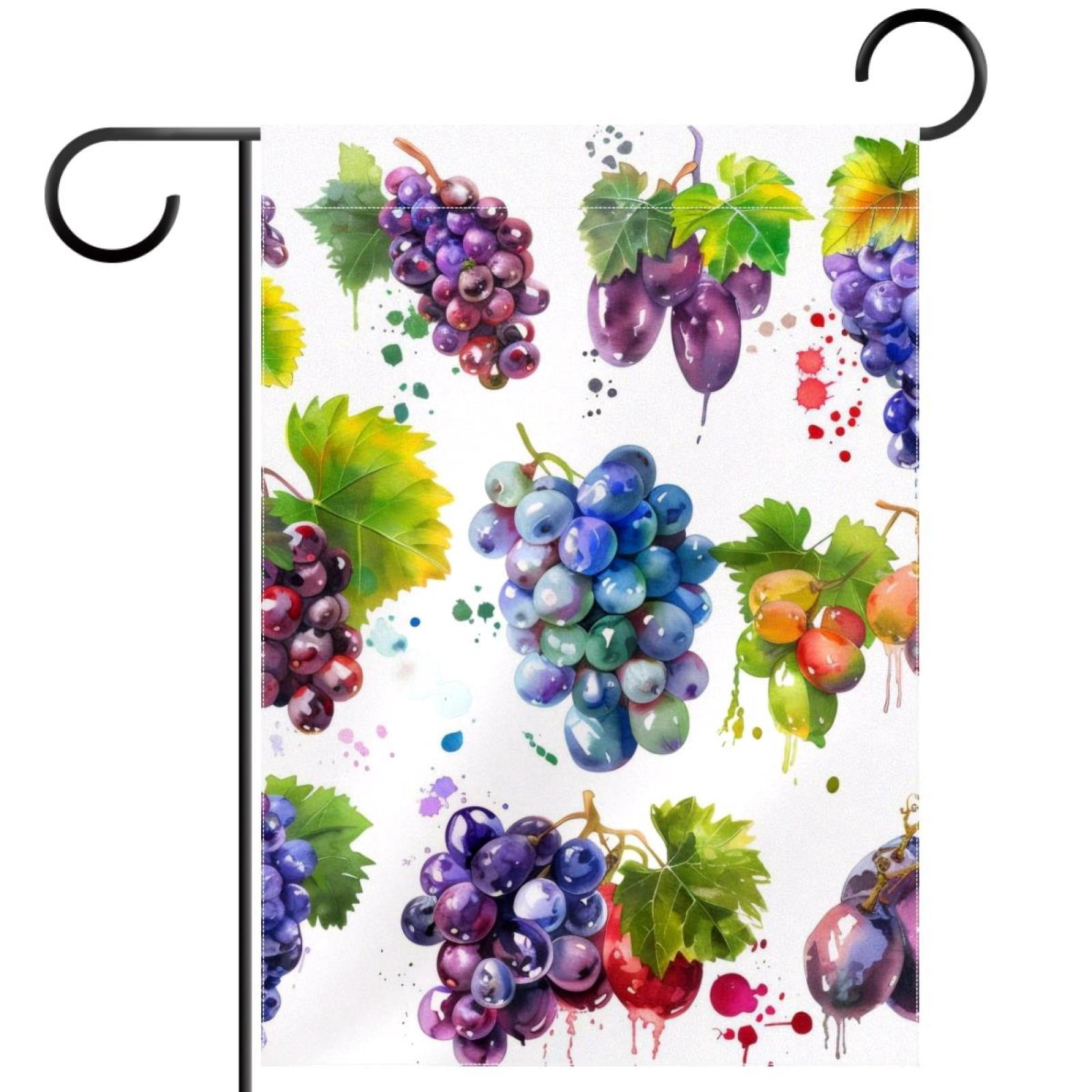 Watercolor Collection of Bunches of Grapes Garden Flag Double Sided ...
