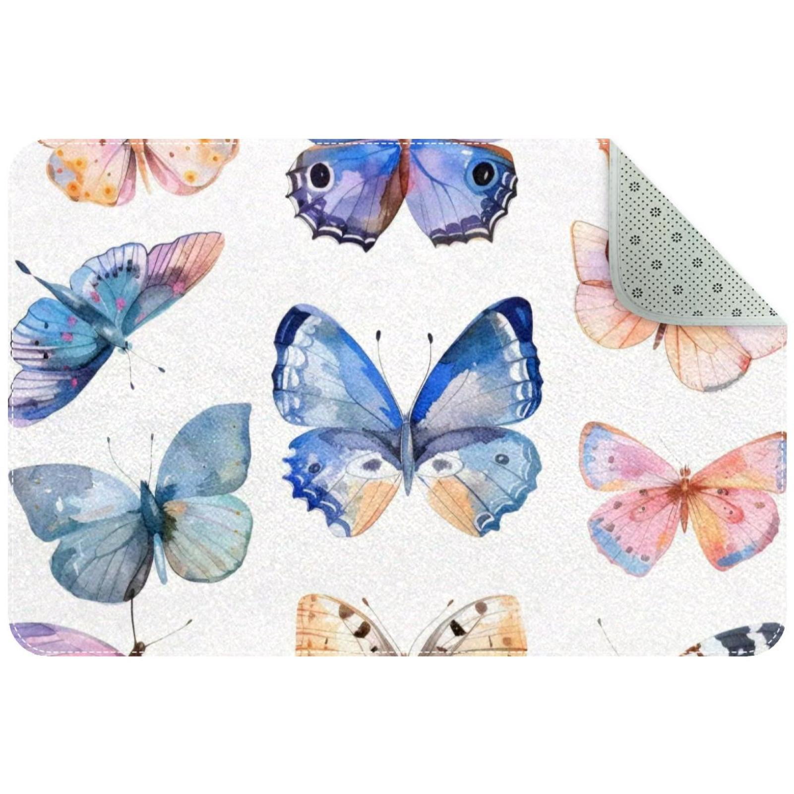 Watercolor Colorful Butterflies Collection Entryway Rug, 2x3 Area Rug ...