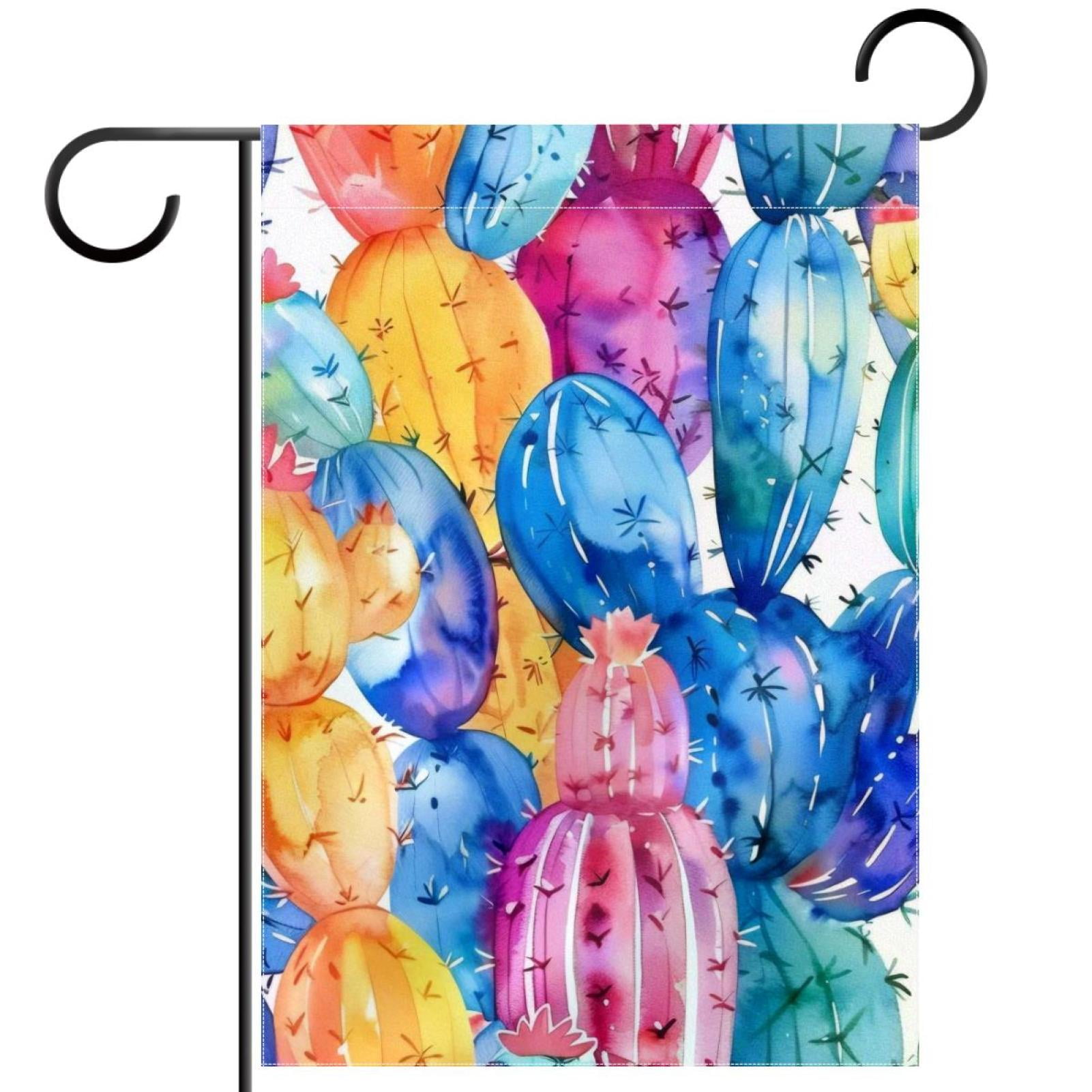 Watercolor Colorful Cactus Boho Style Welcome Garden Flags, 12 x 18 ...